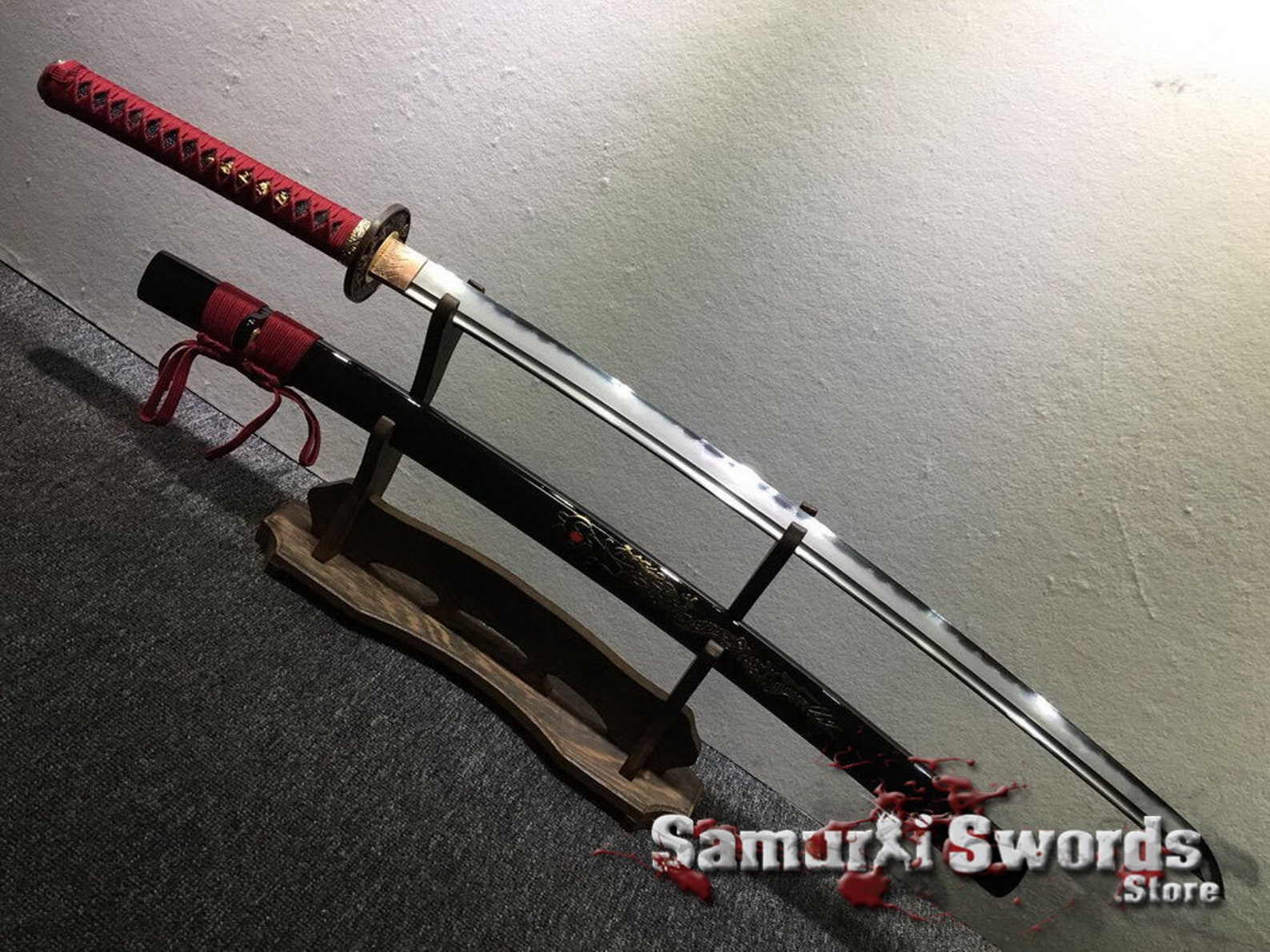 Hand Forged Samurai Katana Sword for Sale With Black Engraved | Etsy