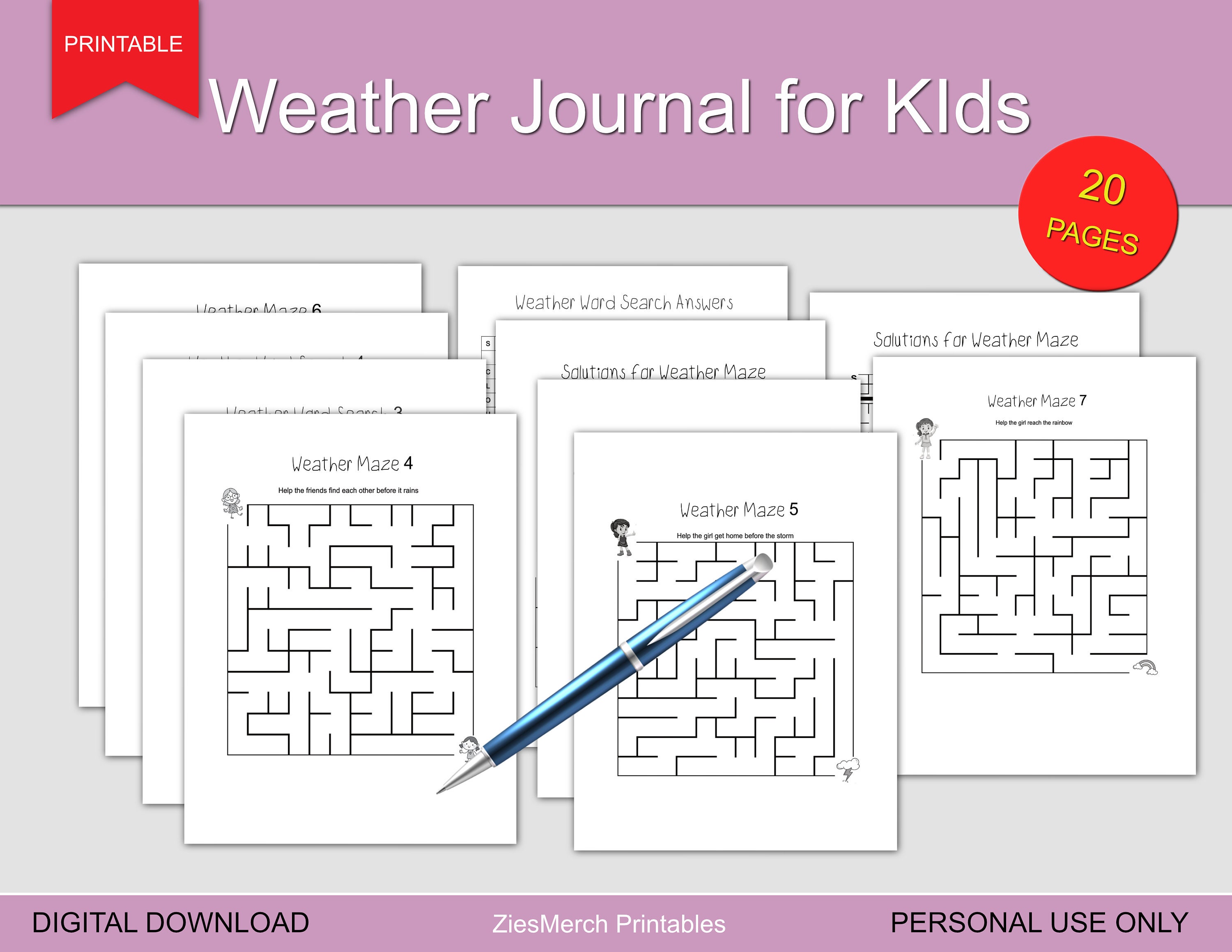 Weather Journal for Kids Weather Activity Book Printable | Etsy