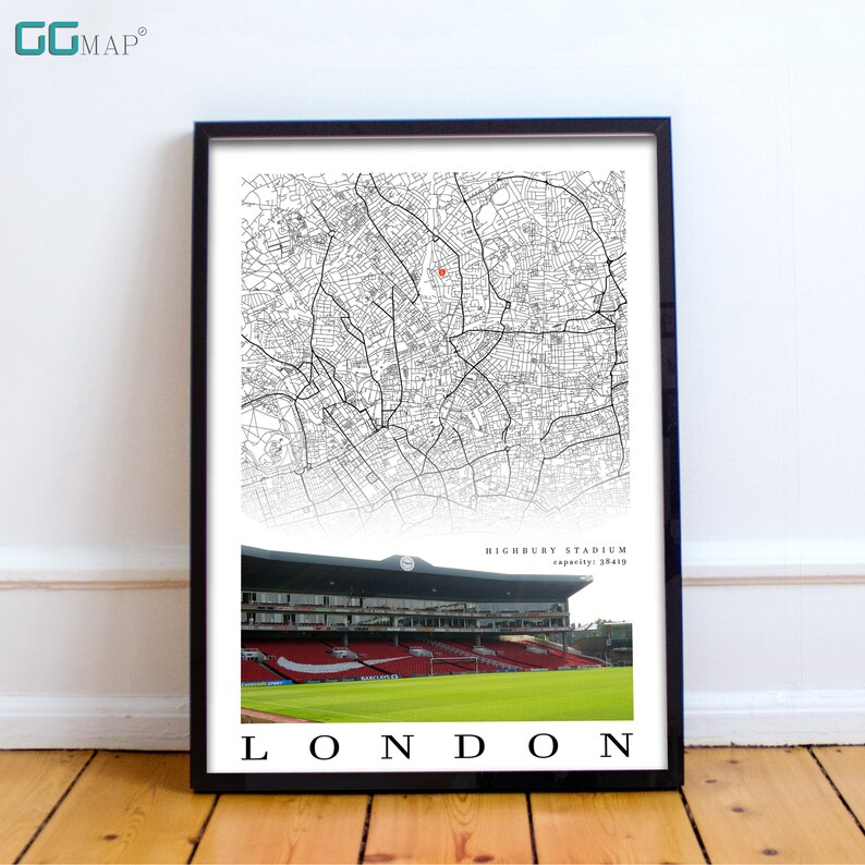 City Map of LONDON Highbury Stadium Home Decor Highbury - Etsy