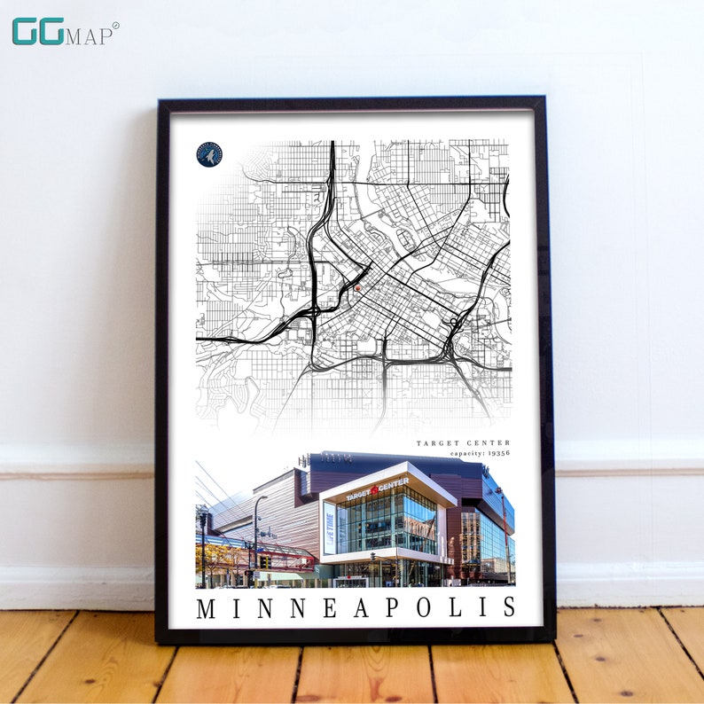 City Map of MINNEAPOLIS Target Center Home Decor - Etsy