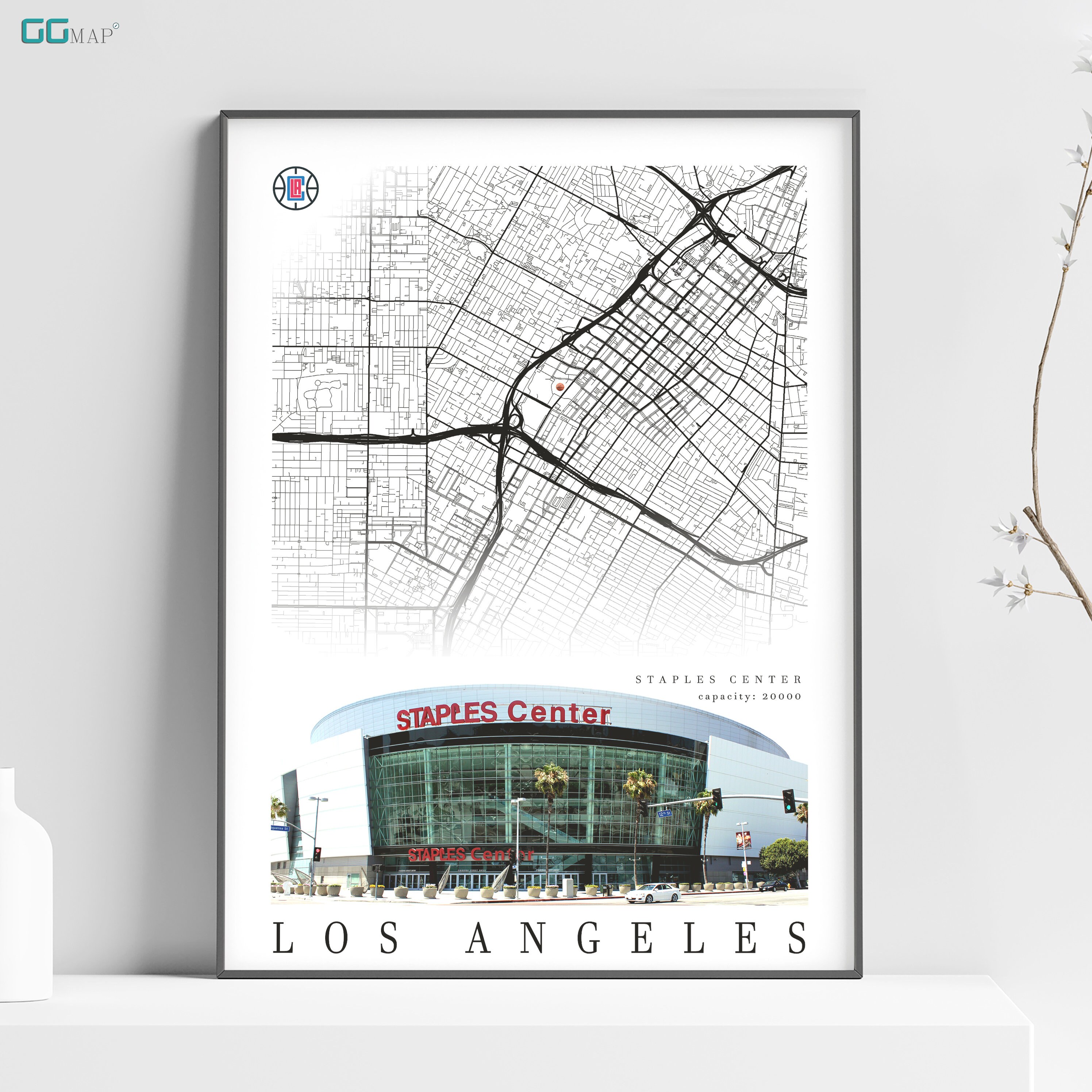 City Map of LOS ANGELES Staples Center Home Decor Los - Etsy