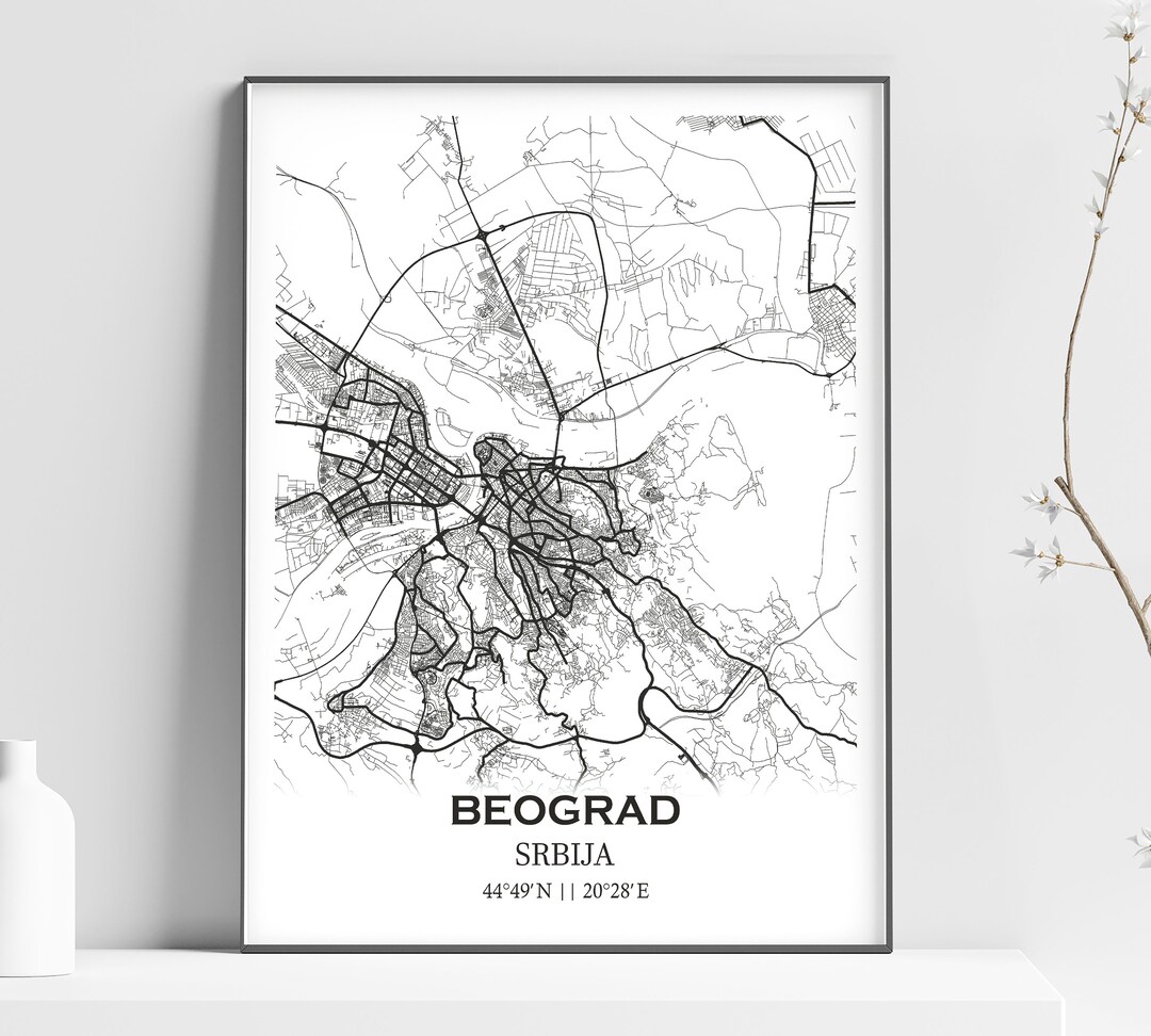 City Map of BELGRADE - Home Decor - Wall Decor - Office Map - Travel ...