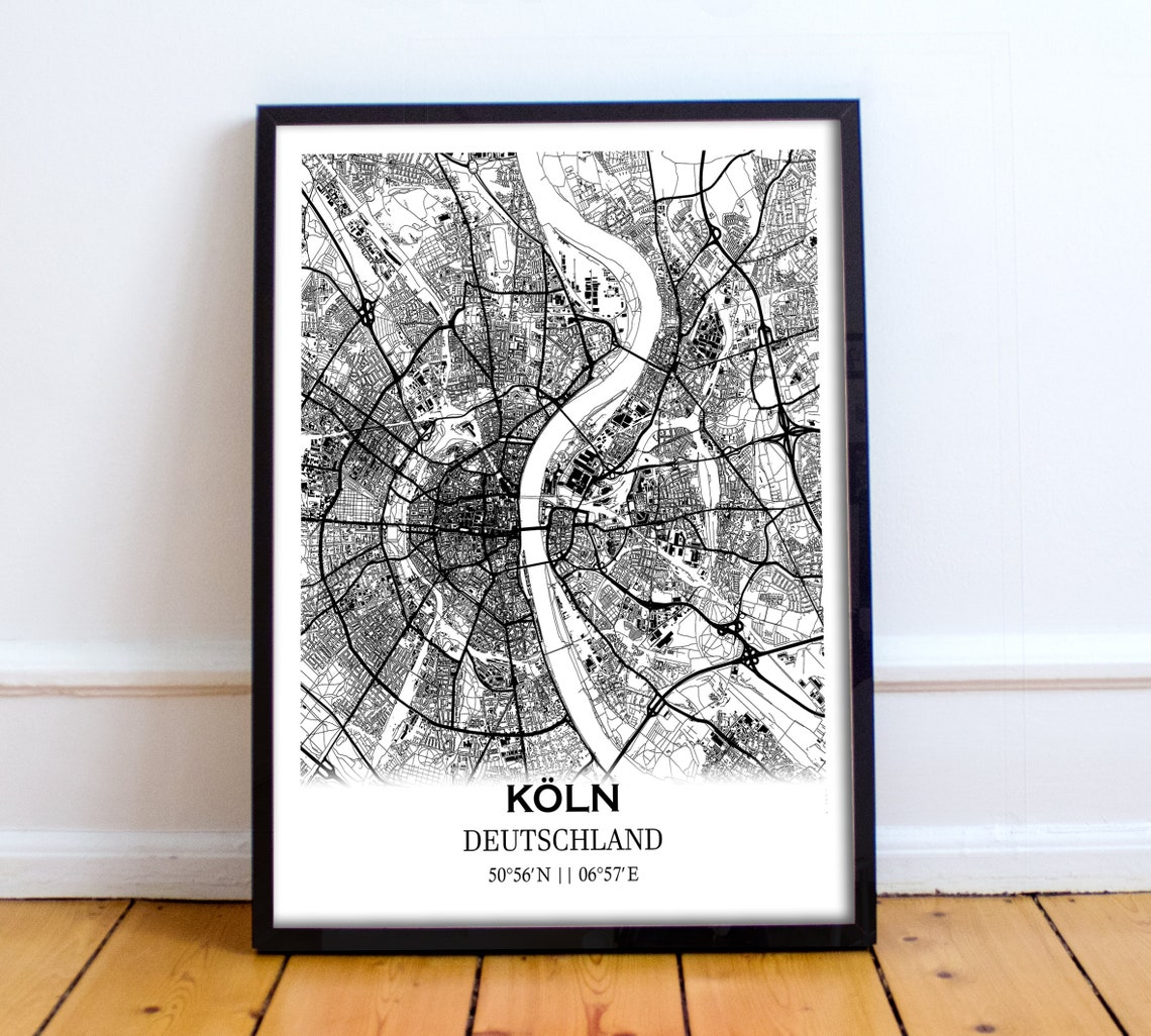 Map of KOLN Cologne Germany Deutschland Home Decor Wall Decor Office ...
