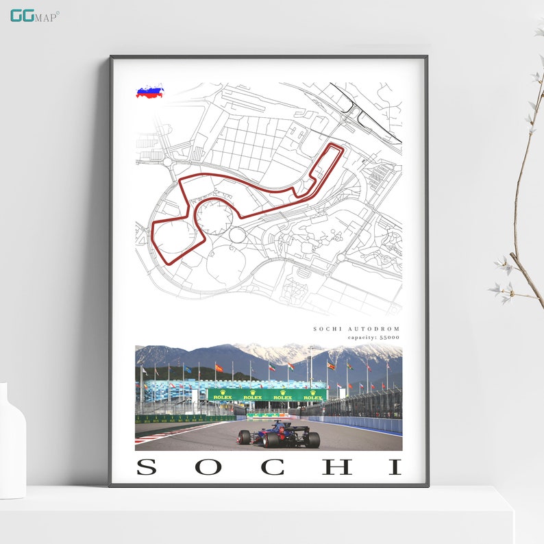 City Map of SOCHI Sochi Autodrom Home Decor Sochi Wall - Etsy