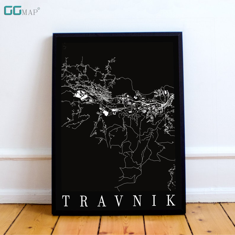 City Map of TRAVNIK Home Decor Wall Decor Office Map Travel Map Print ...