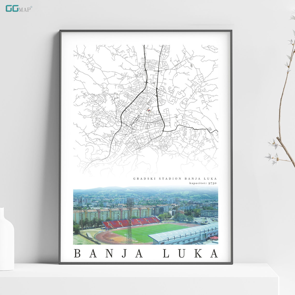 City Map of BANJA LUKA City Stadium Banja Luka Home Decor Banja Luka ...