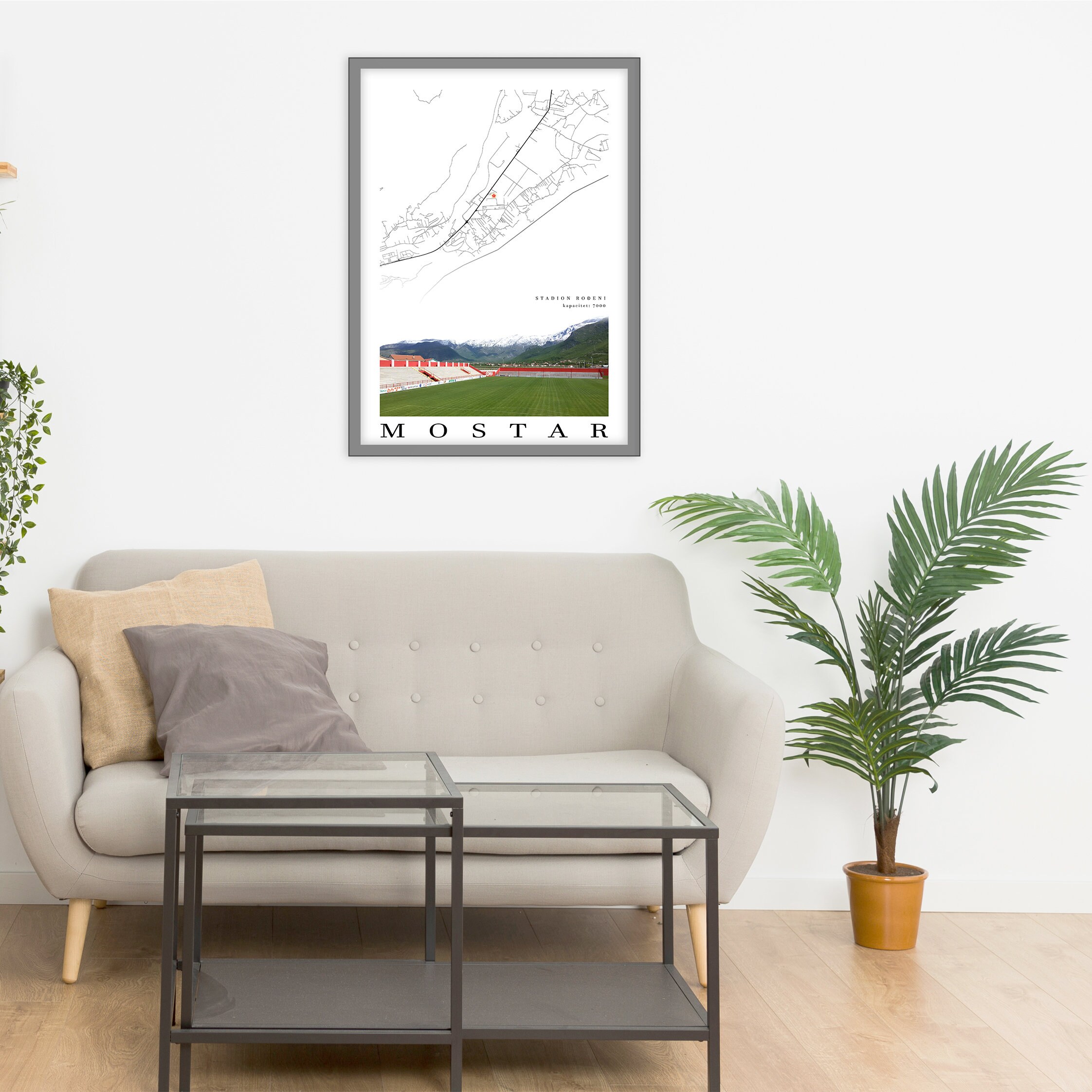 City Map of MOSTAR Stadium Roeni Home Decor Mostar - Etsy