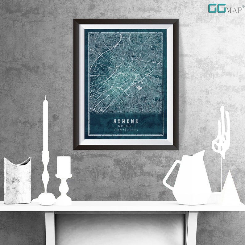 City Map of ATHENS Home Decor Wall Decor Office Map Travel Map Print ...