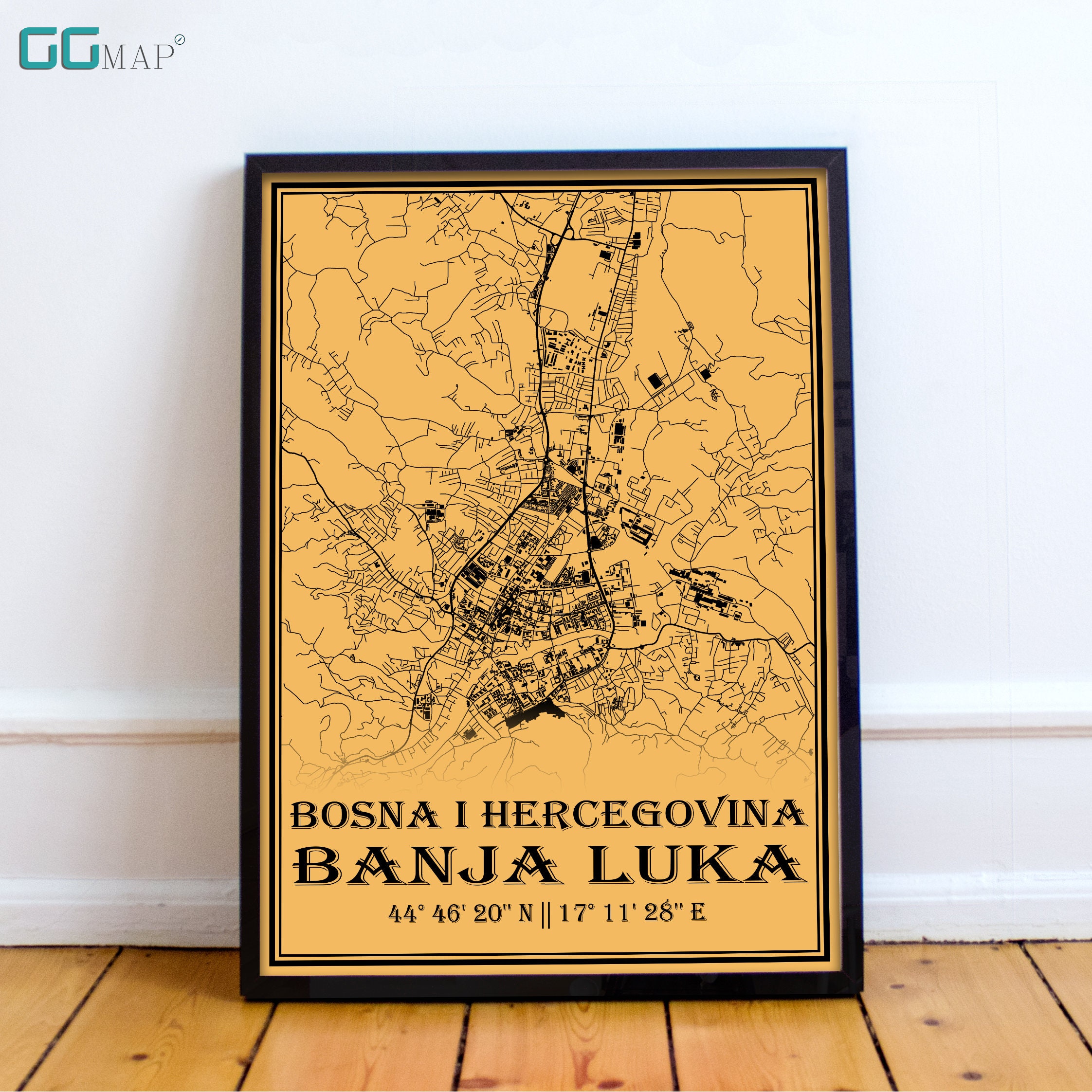 City Map of BANJA LUKA Home Decor Office Map Travel Map - Etsy
