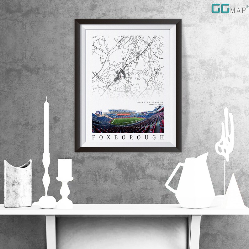 City Map of FOXBOROUGH Gillette Stadium New England - Etsy