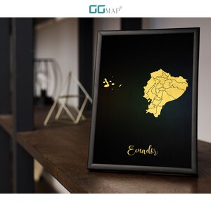 ECUADOR Map - Ecuador Gold Map - Travel Poster - Home Decor - Wall ...
