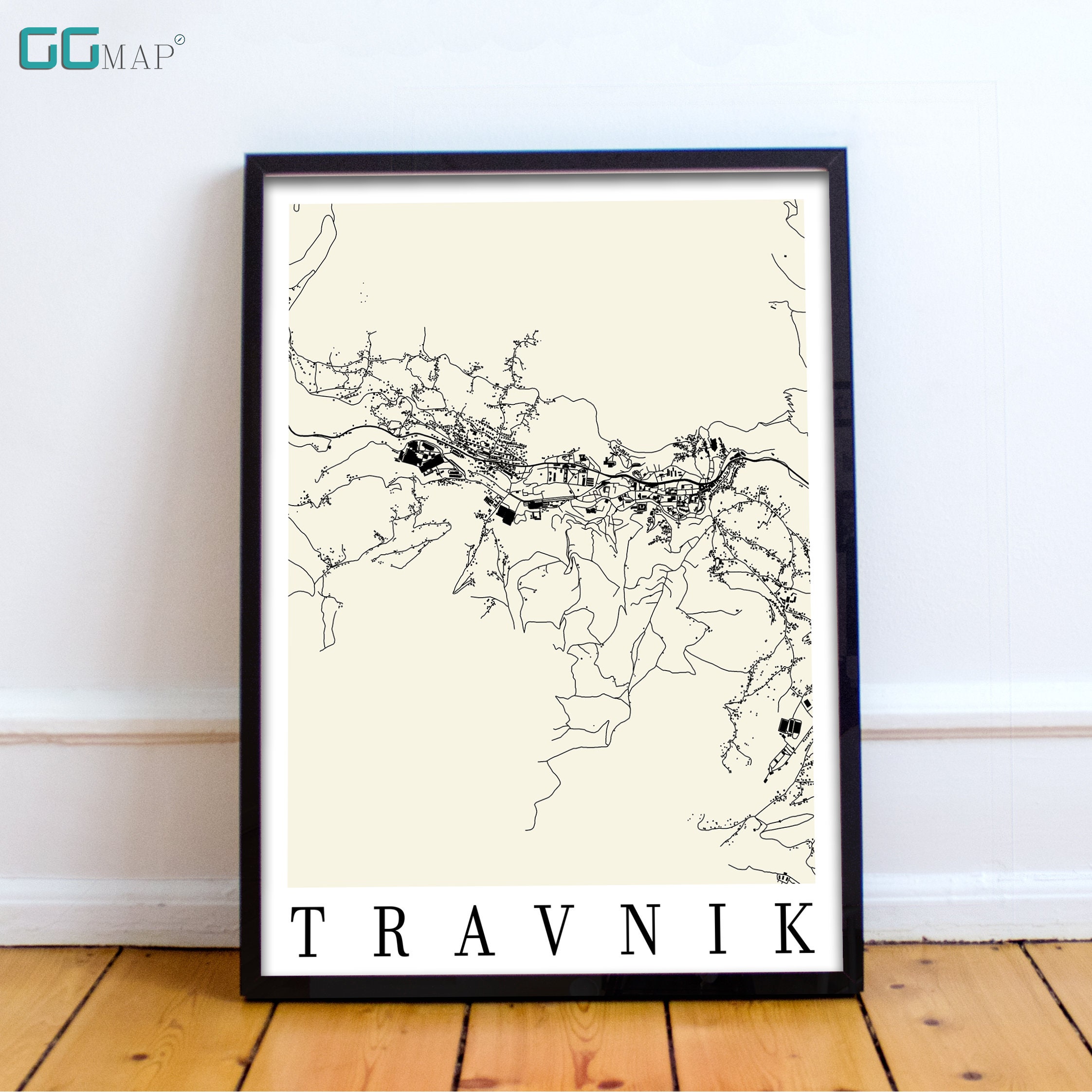 City Map of TRAVNIK Home Decor Wall Decor Office Map Travel Map Print ...