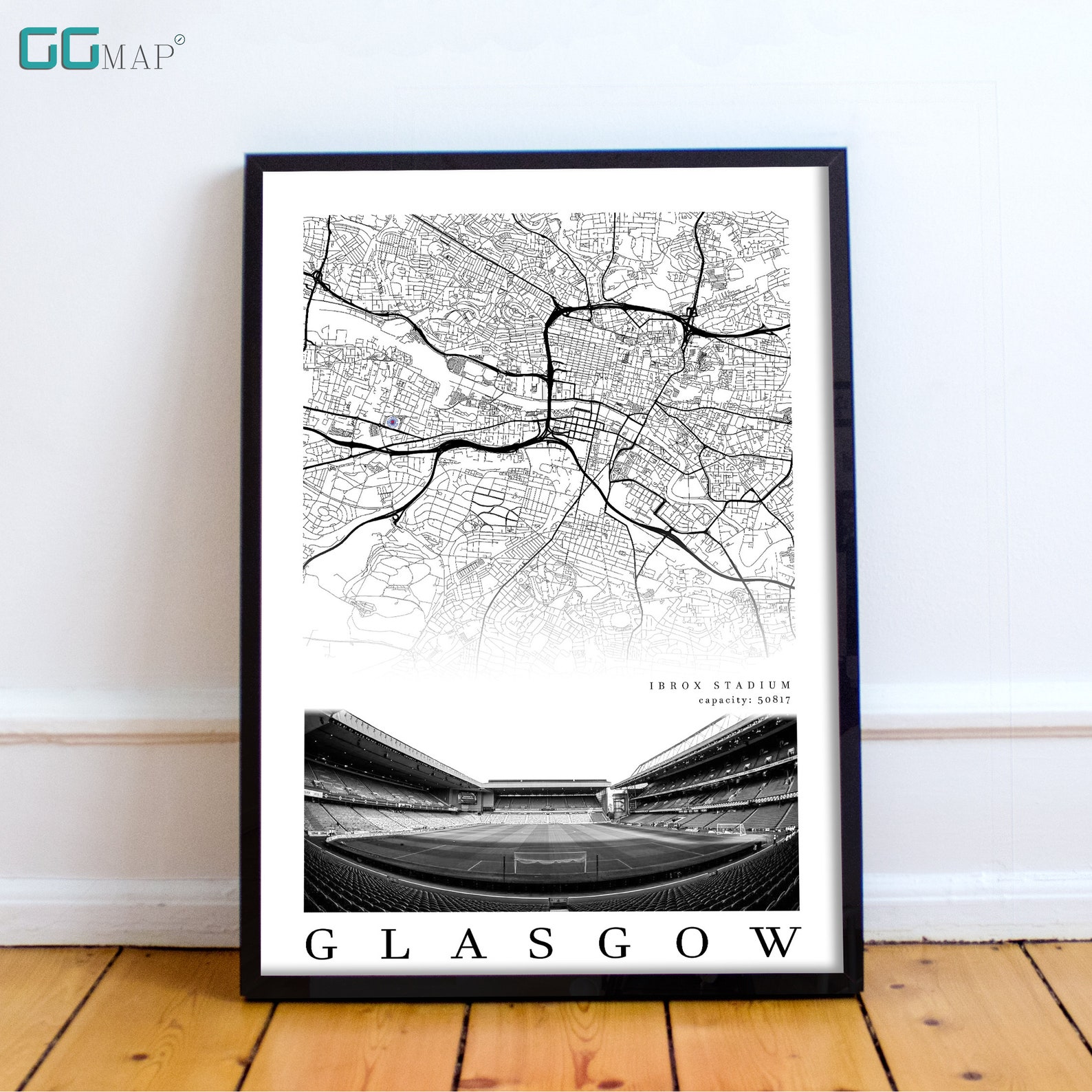 City Map of GLASGOW Ibrox Stadium Home Decor Ibrox Stadium - Etsy