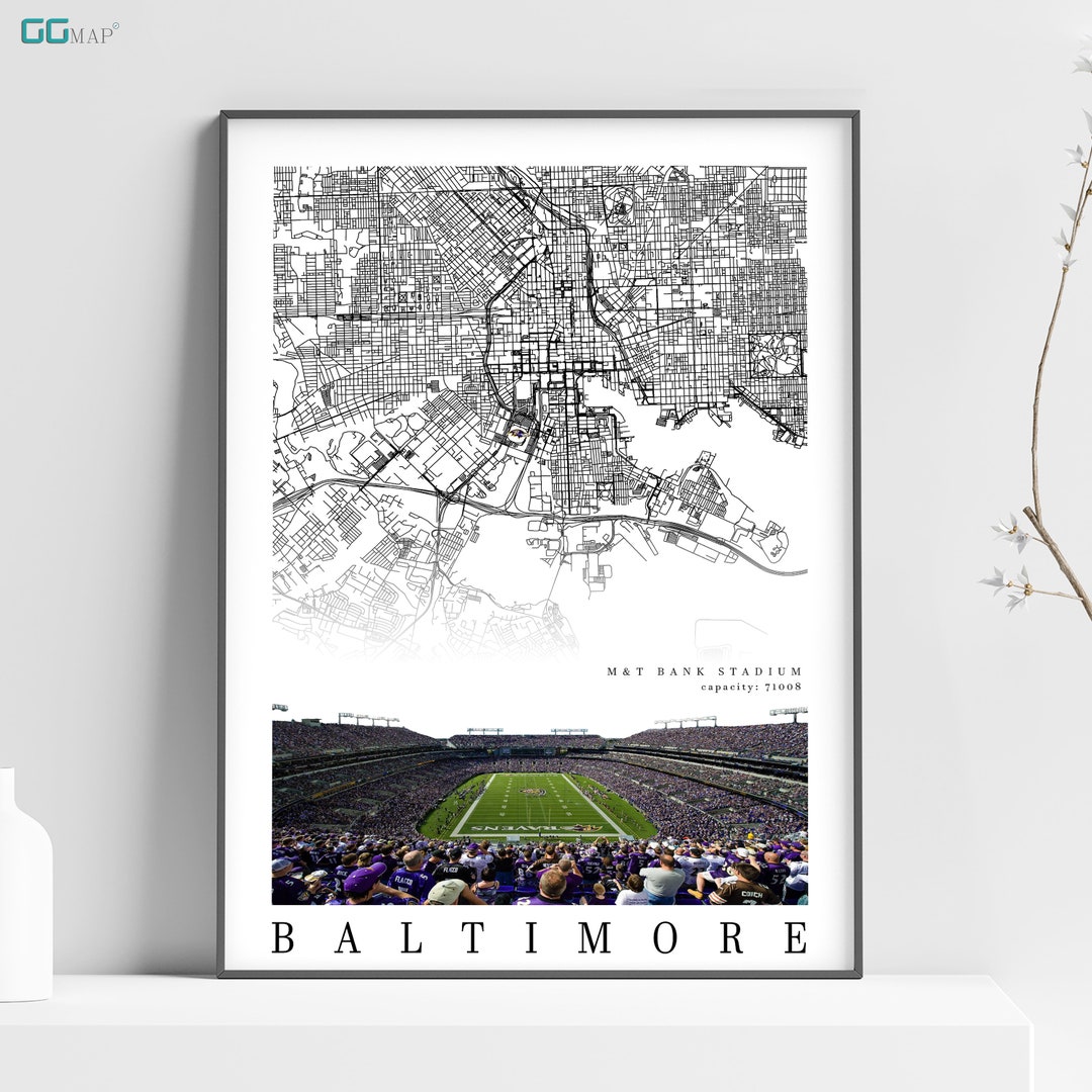 City Map of BALTIMORE - M&T Bank Stadium - Home Decor Baltimore Ravens ...