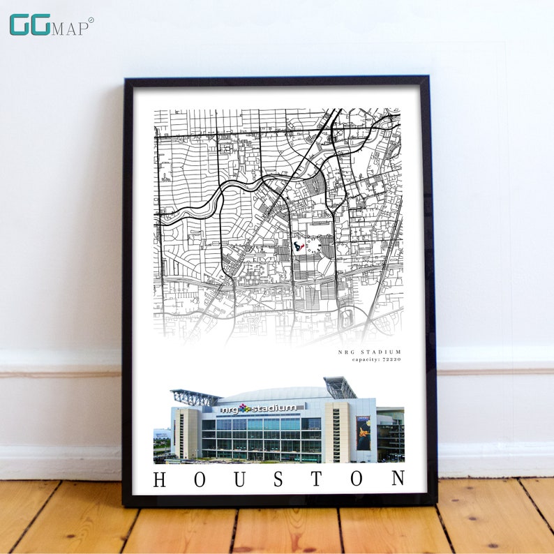 City Map of HOUSTON NRG Stadium Home Decor Houston - Etsy