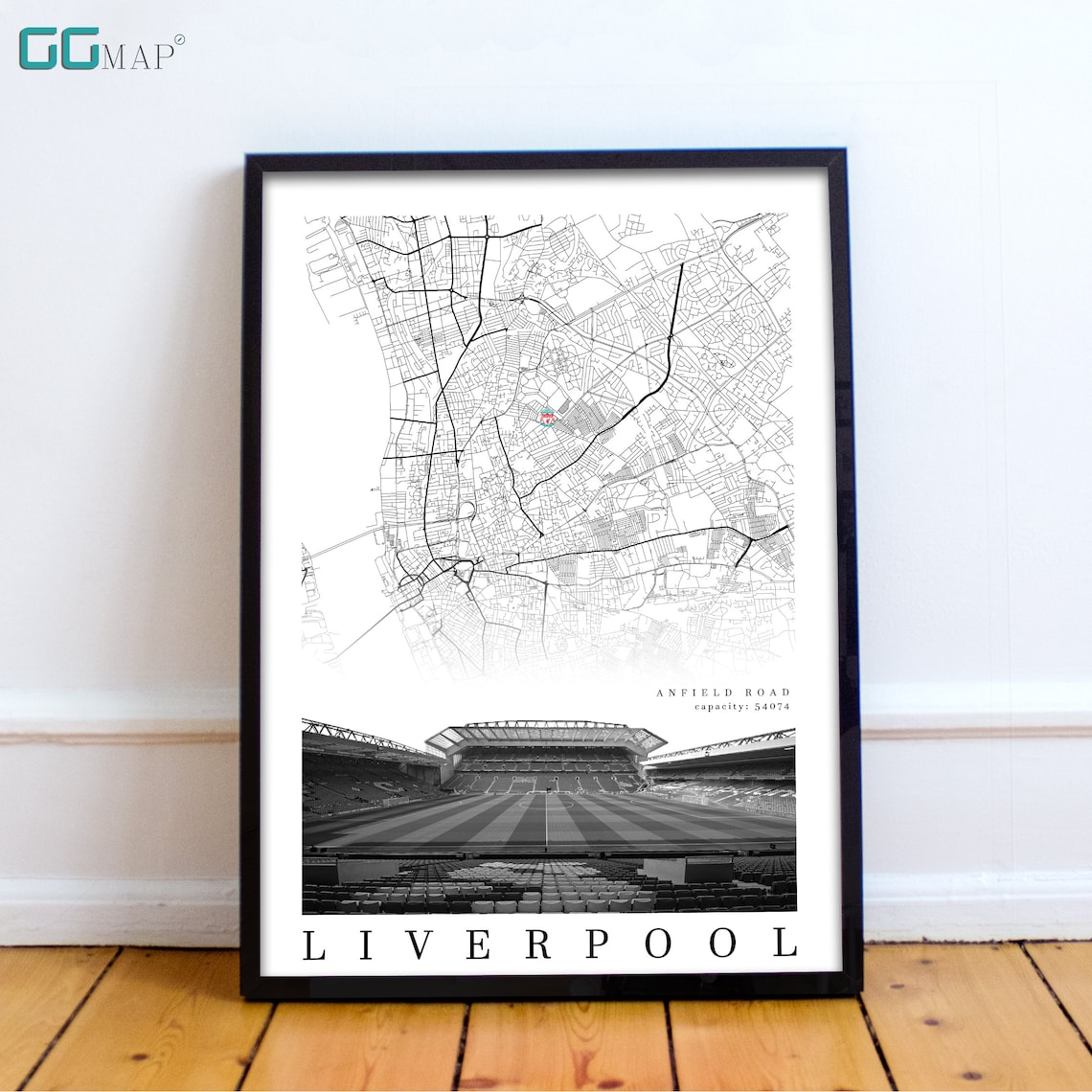 City map of LIVERPOOL Anfield Stadium Home Decor Anfield | Etsy
