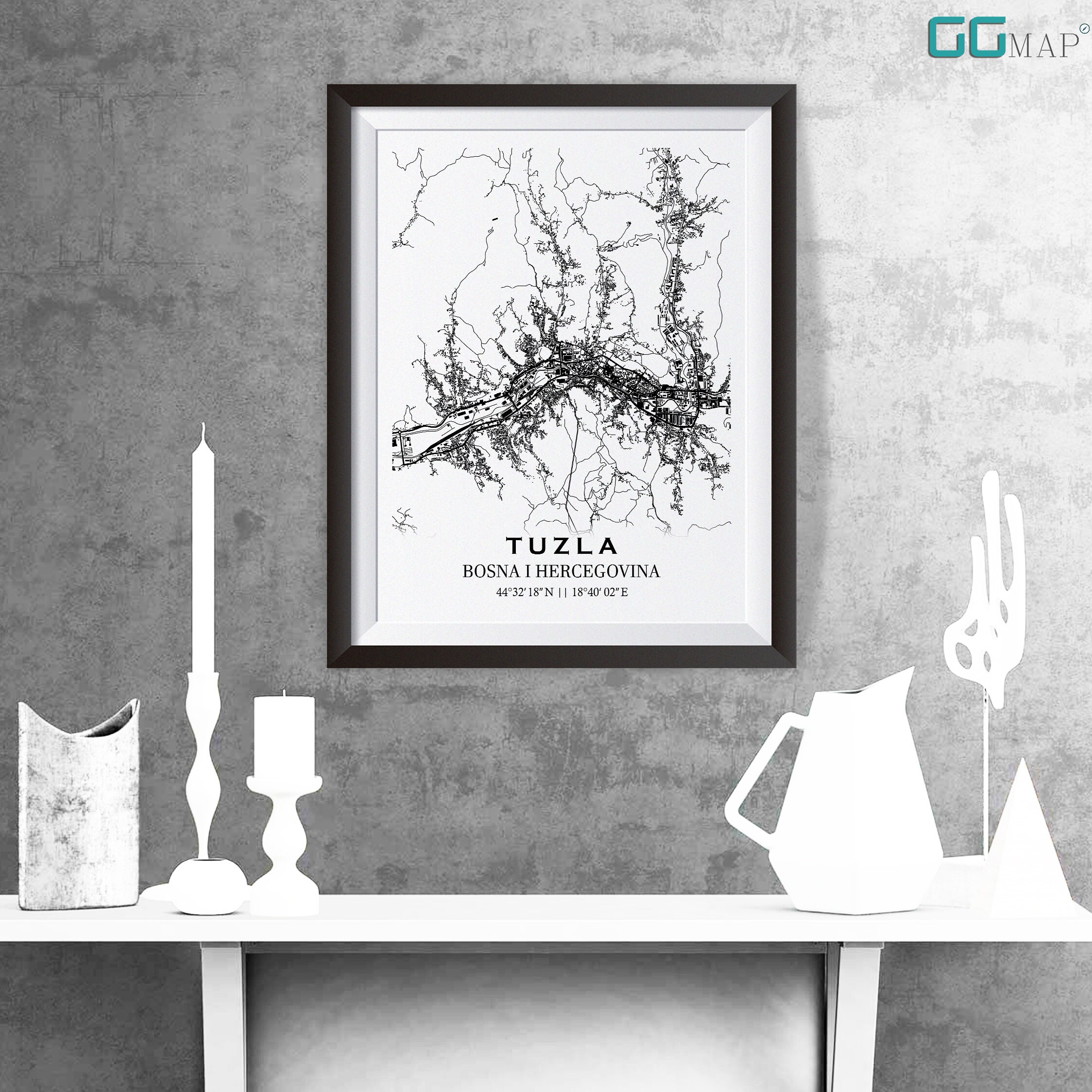 City Map of TUZLA Home Decor Wall Decor Office Map Travel Map Print Map ...