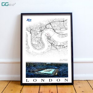 City Map of LONDON O2 Arena O2 Arena Wall Decor O2 Arena Home Decor O2 ...
