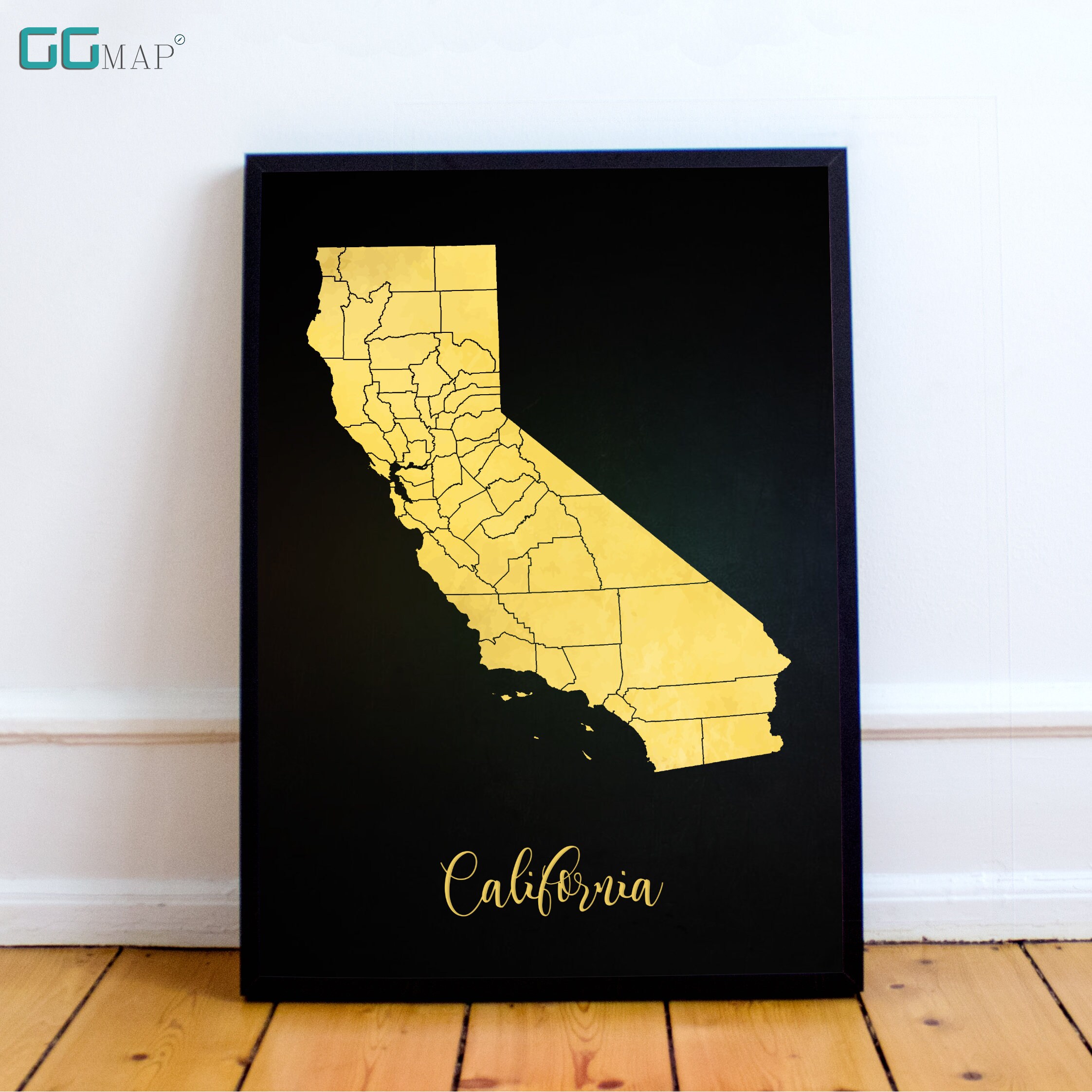 CALIFORNIA Map California Gold Map Travel Poster Home Decor Wall Decor ...