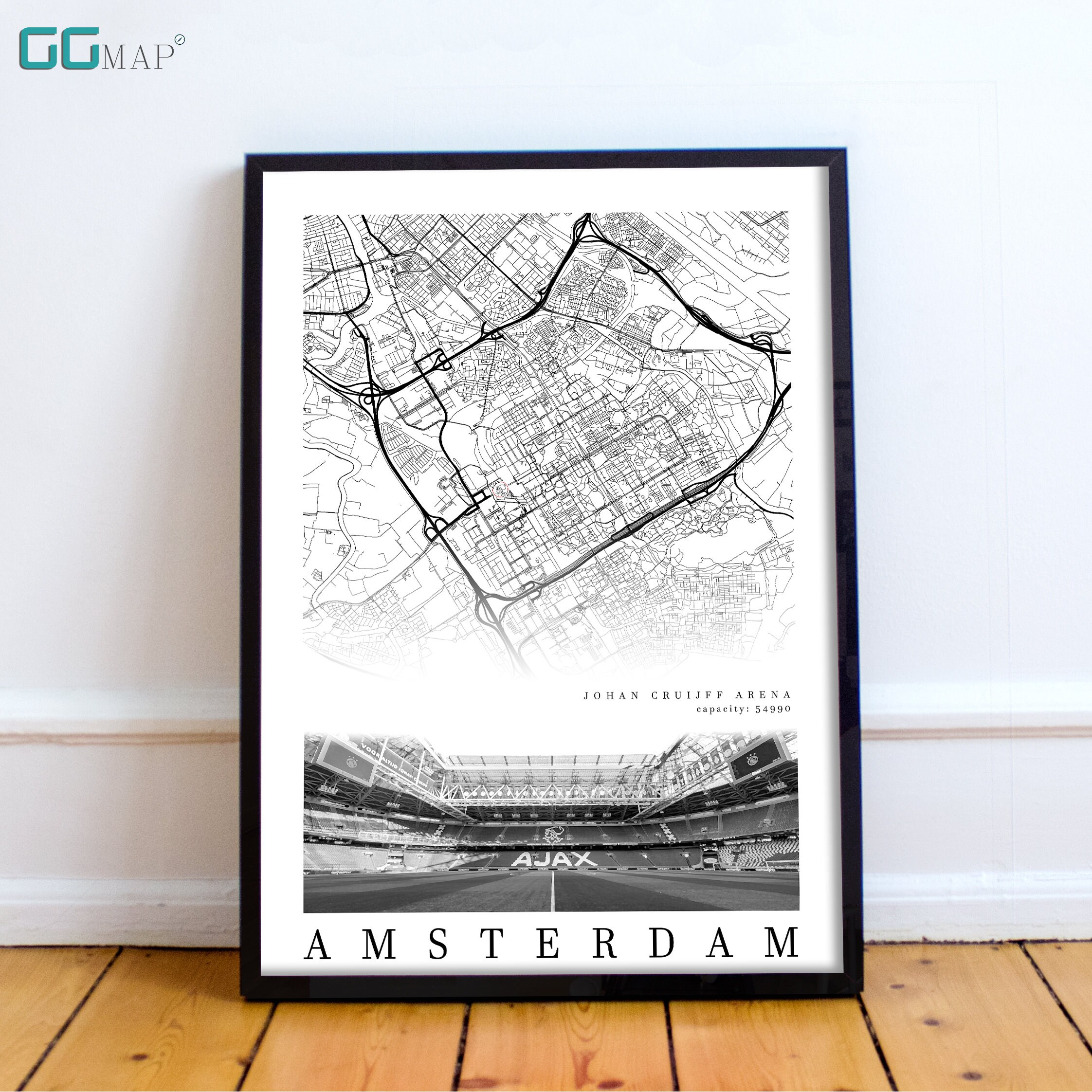 City Map of AMSTERDAM Johan Cruyff Arena Home Decor Johan - Etsy