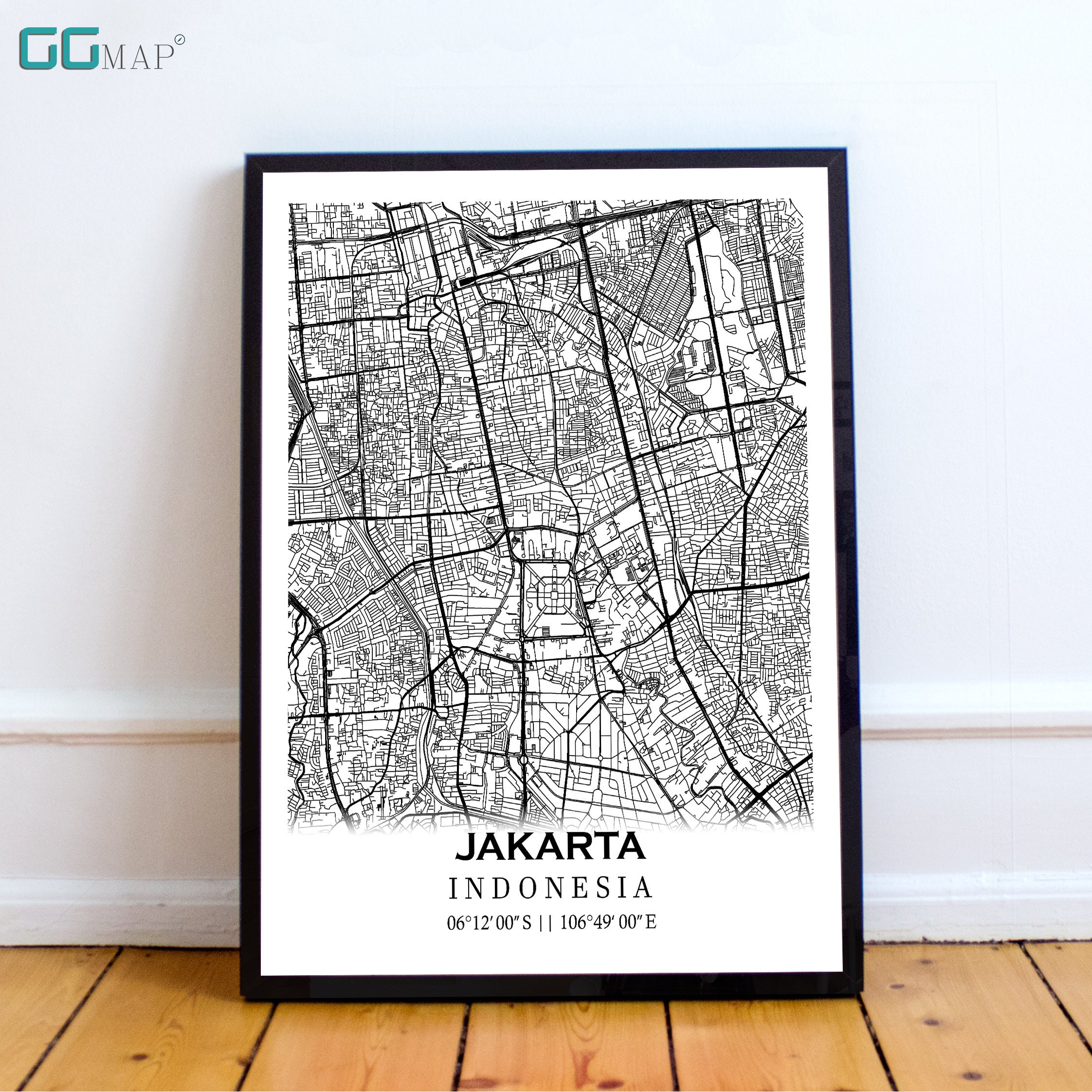 City Map of JAKARTA Home Decor Wall Decor Office Map travel Map Print ...
