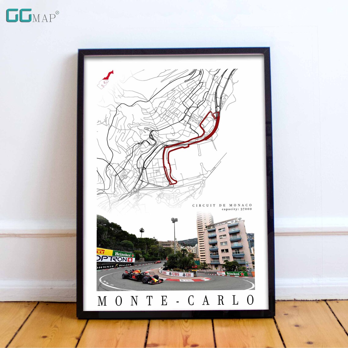 City Map of Monaco Monaco Circuit Map Circuit De Monaco - Etsy
