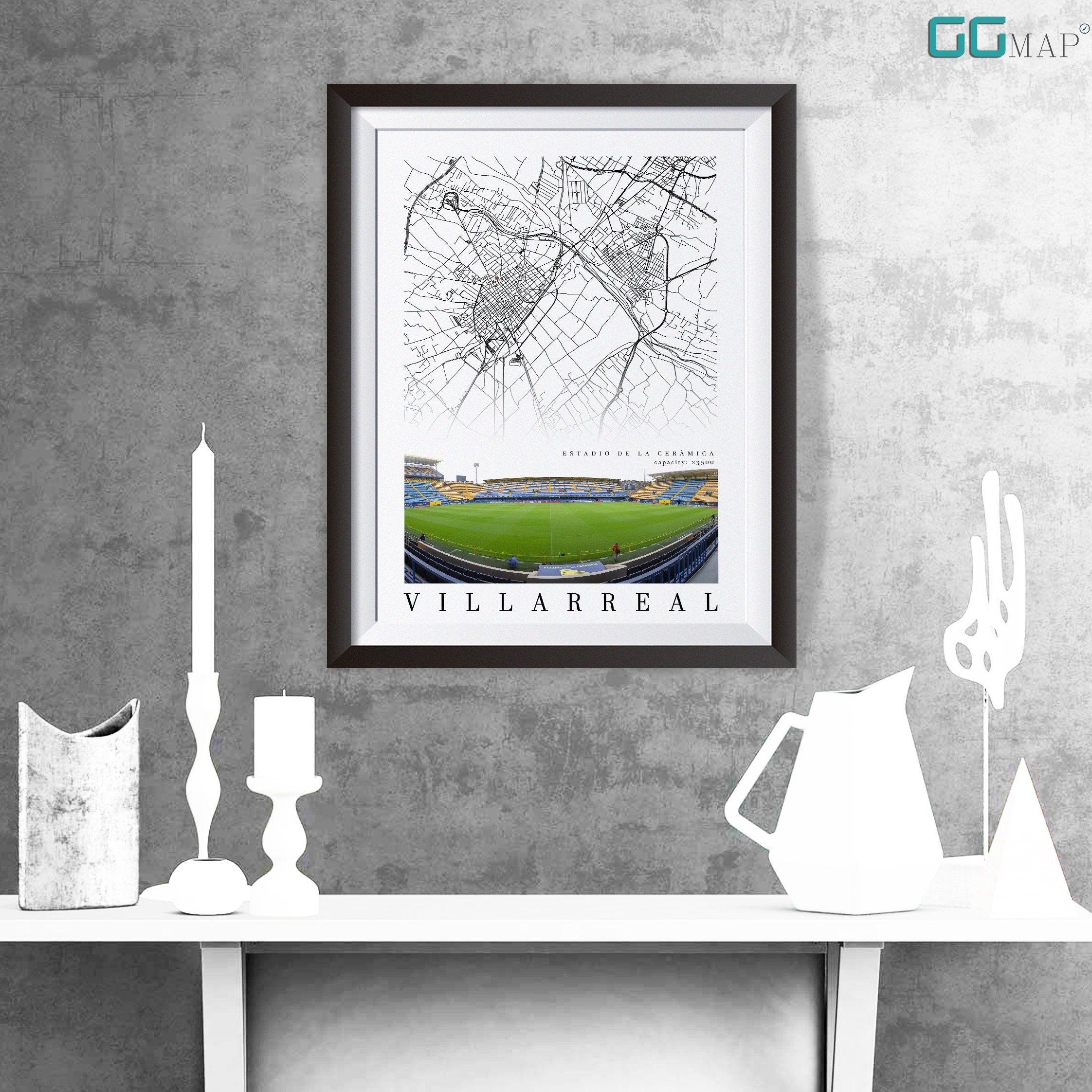 City Map of VILLARREAL Estadio El Madrigal Home Decor - Etsy