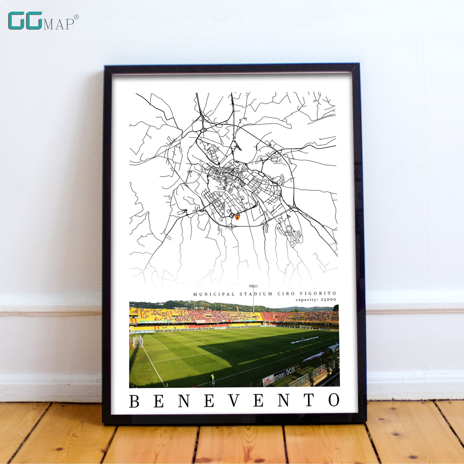 City Map of BENEVENTO BENEVENTO CALCIO Municipal Stadium - Etsy