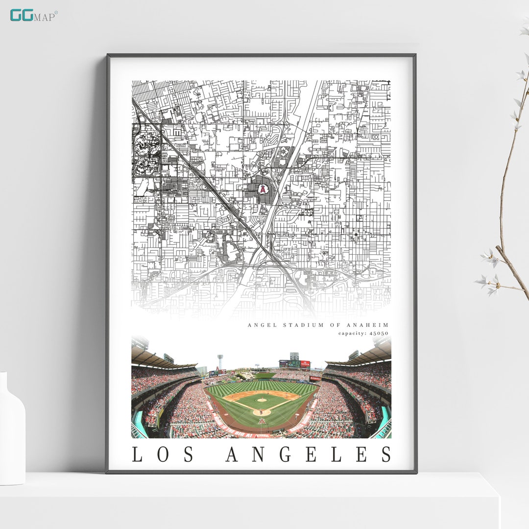 City Map of LOS ANGELES Angel Stadium of Anaheim home Decor Los Angeles ...
