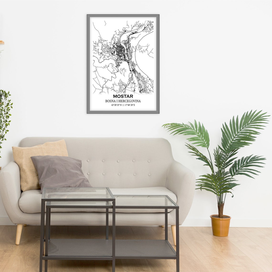 City Map of MOSTAR Home Decor Wall Decor Office Map Travel Map Print ...