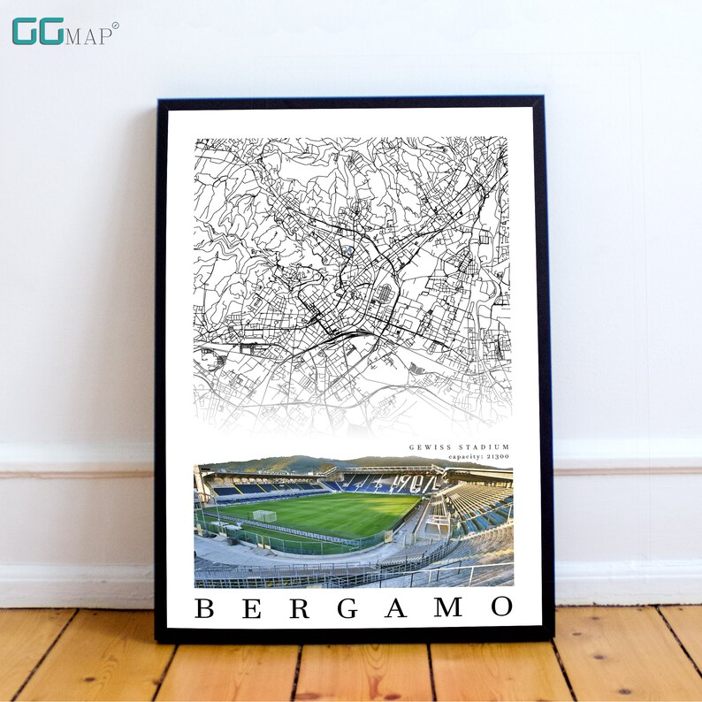 City Map of Bergamo ATALANTA BC Gewiss Stadium Home Decor Atalanta ...
