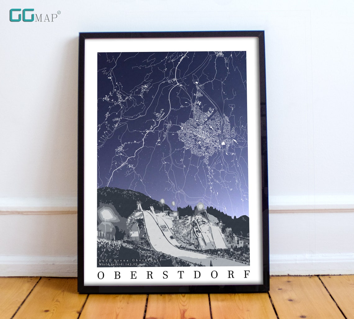 City Map of OBERSTDORF OBERSTDORF Ski Jumping Home Decor OBERSTDORF ...
