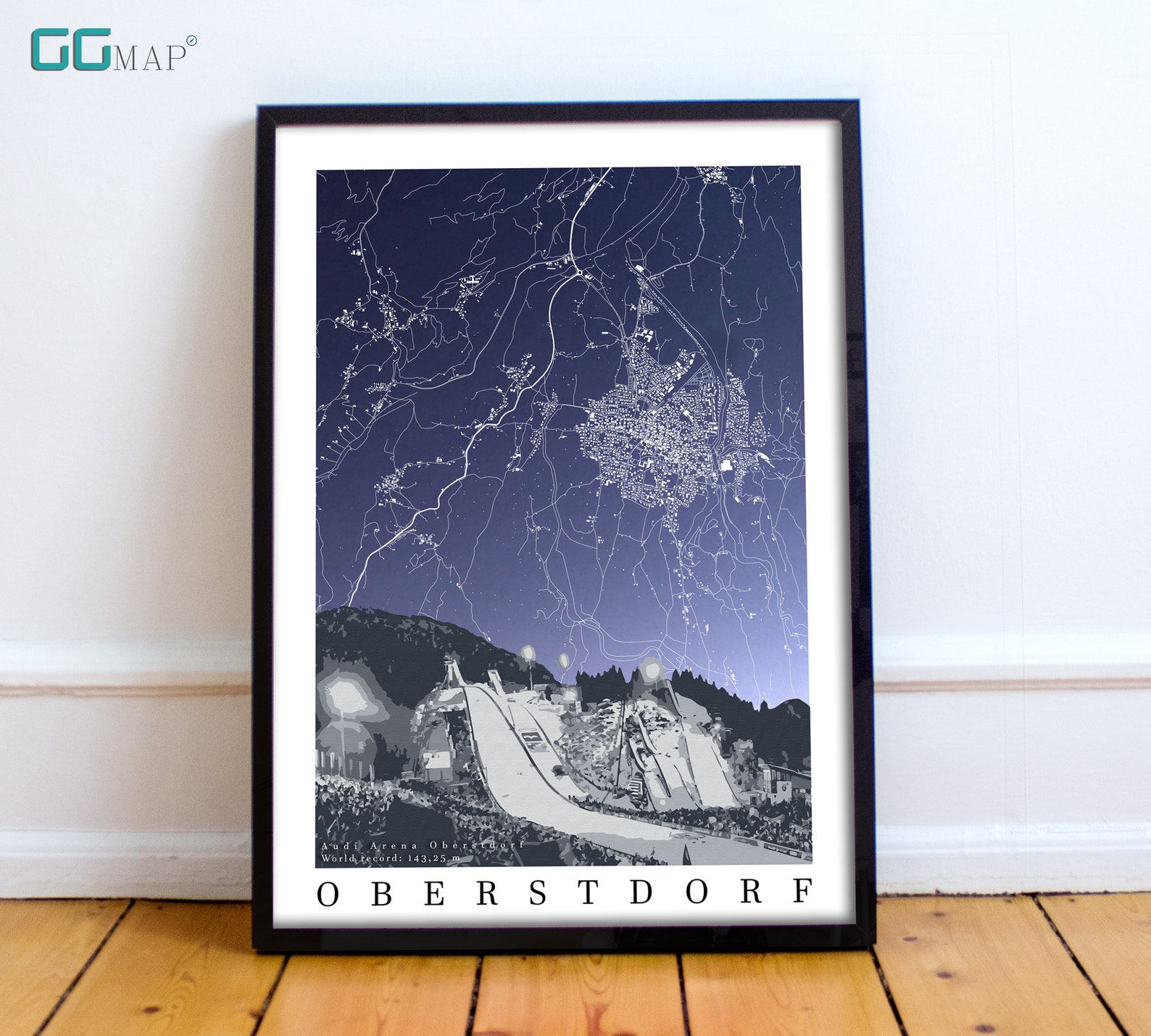 City Map of OBERSTDORF OBERSTDORF Ski Jumping Home Decor OBERSTDORF ...
