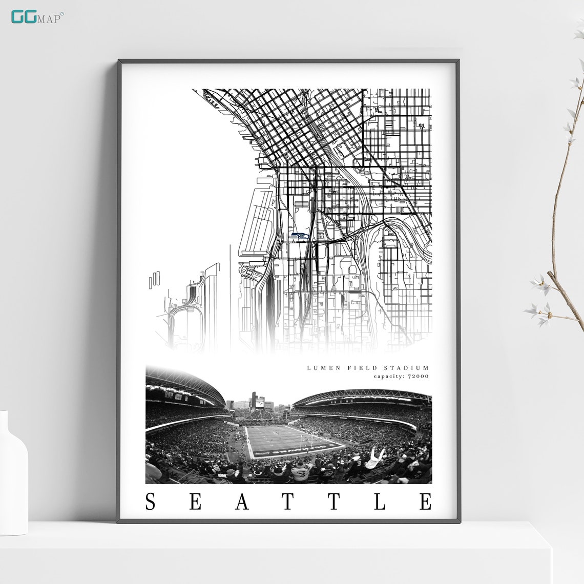 City Map of SEATTLE Lumen Field Stadium Seattle Seahawks - Etsy