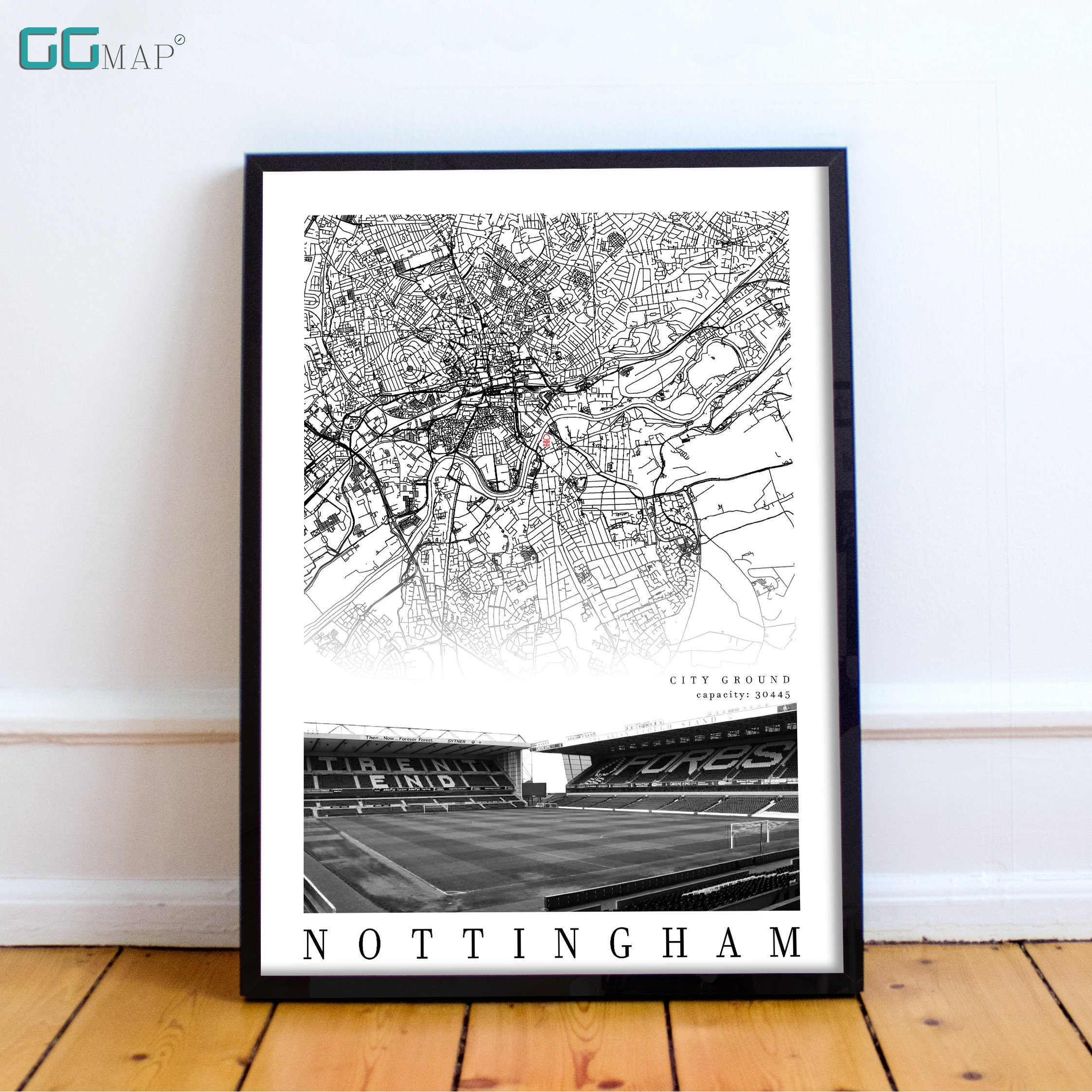 City Map of NOTTINGHAM City Ground Home Decor City Ground - Etsy