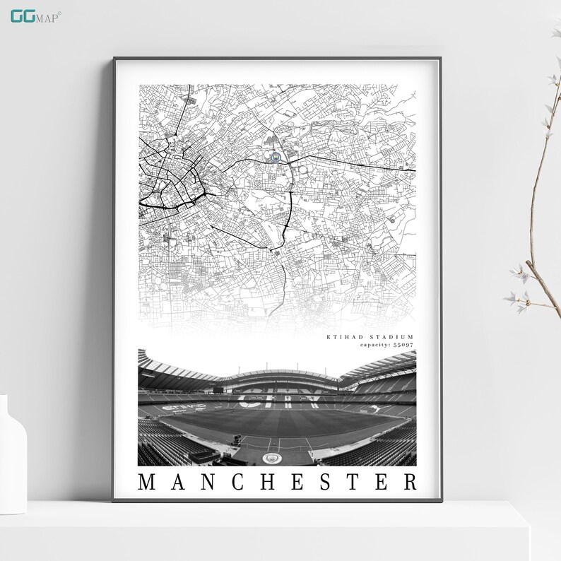 City Map of MANCHESTER Etihad Stadium Home Decor City of - Etsy