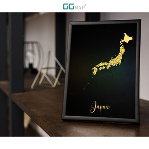 JAPAN Map - Japan Gold Map - Travel Poster - Home Decor - Wall Decor ...