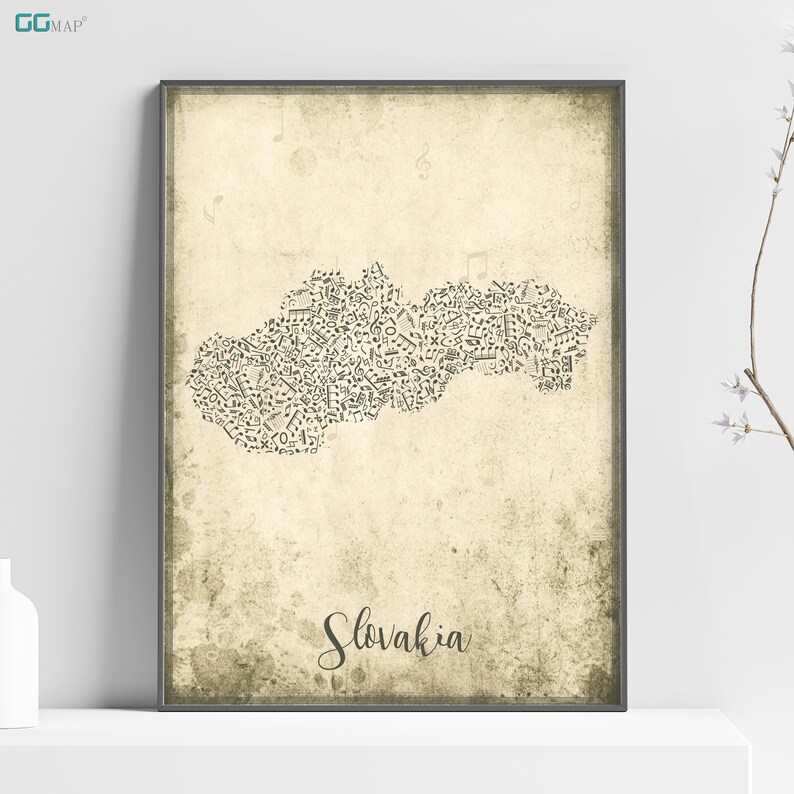 SLOVAKIA Map Slovakia Music Map Travel Poster Home Decor Wall Decor ...