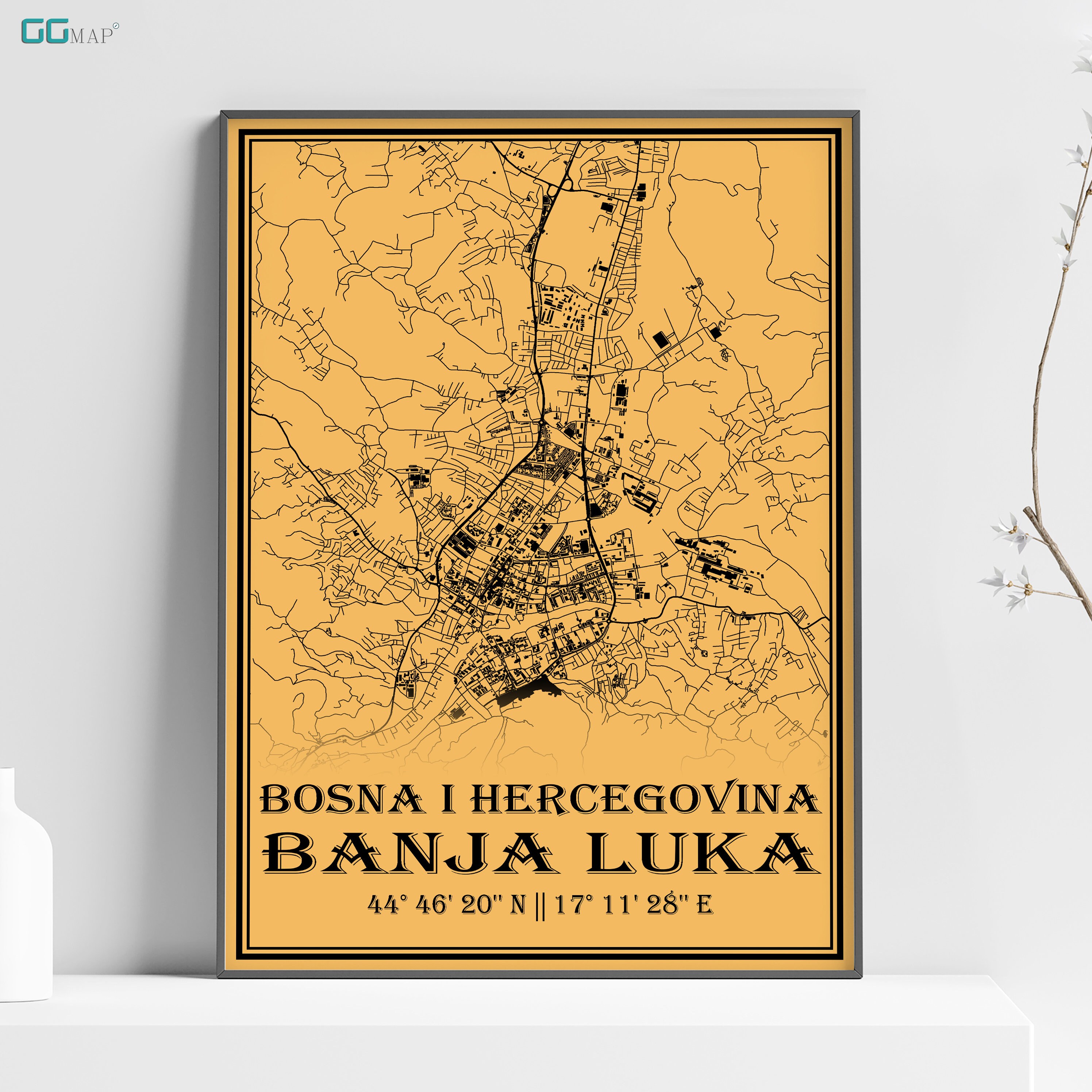 City Map of BANJA LUKA Home Decor Office Map Travel Map - Etsy