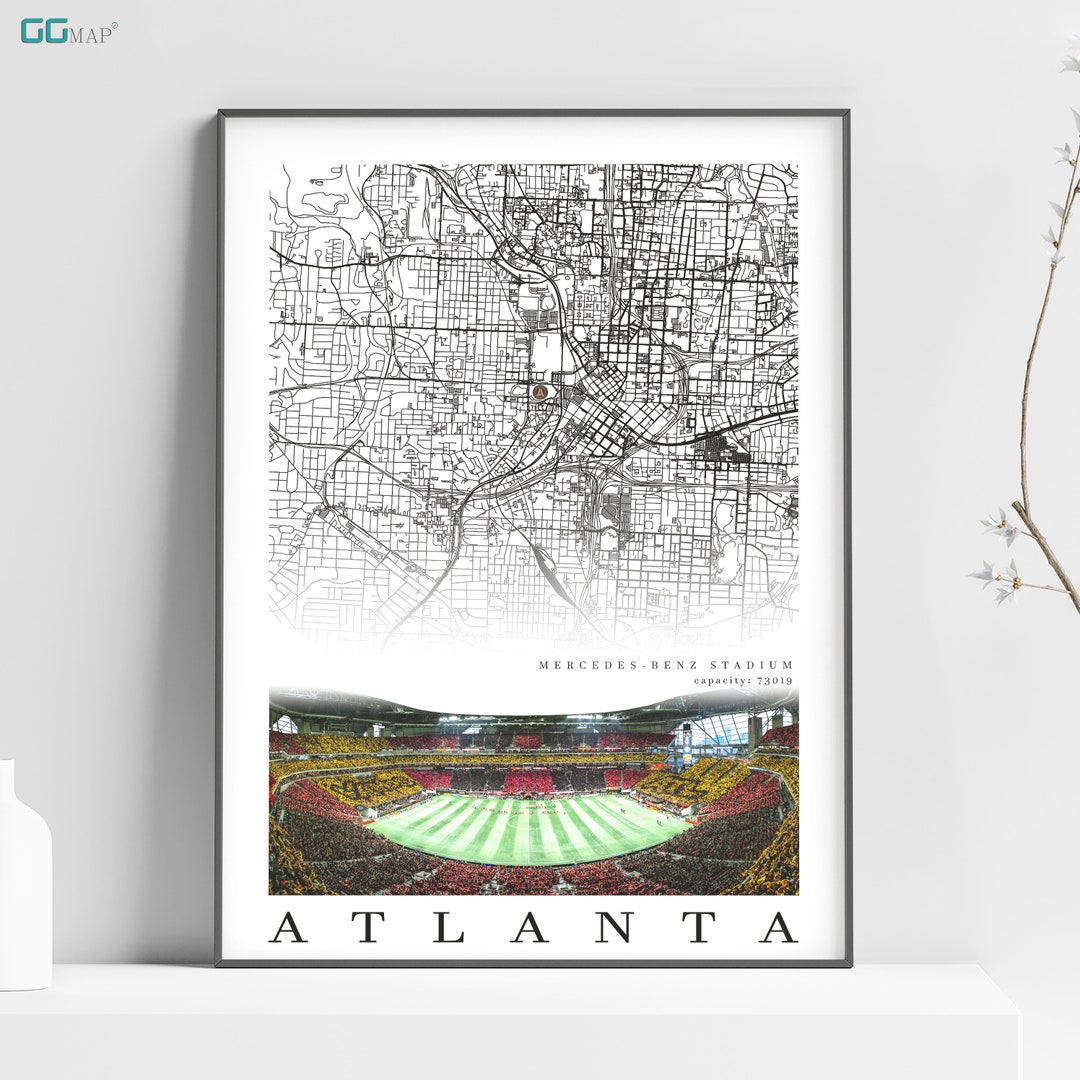 City Map of ATLANTA - Home Decor Atlanta - Mercedes-benz Stadium Wall ...