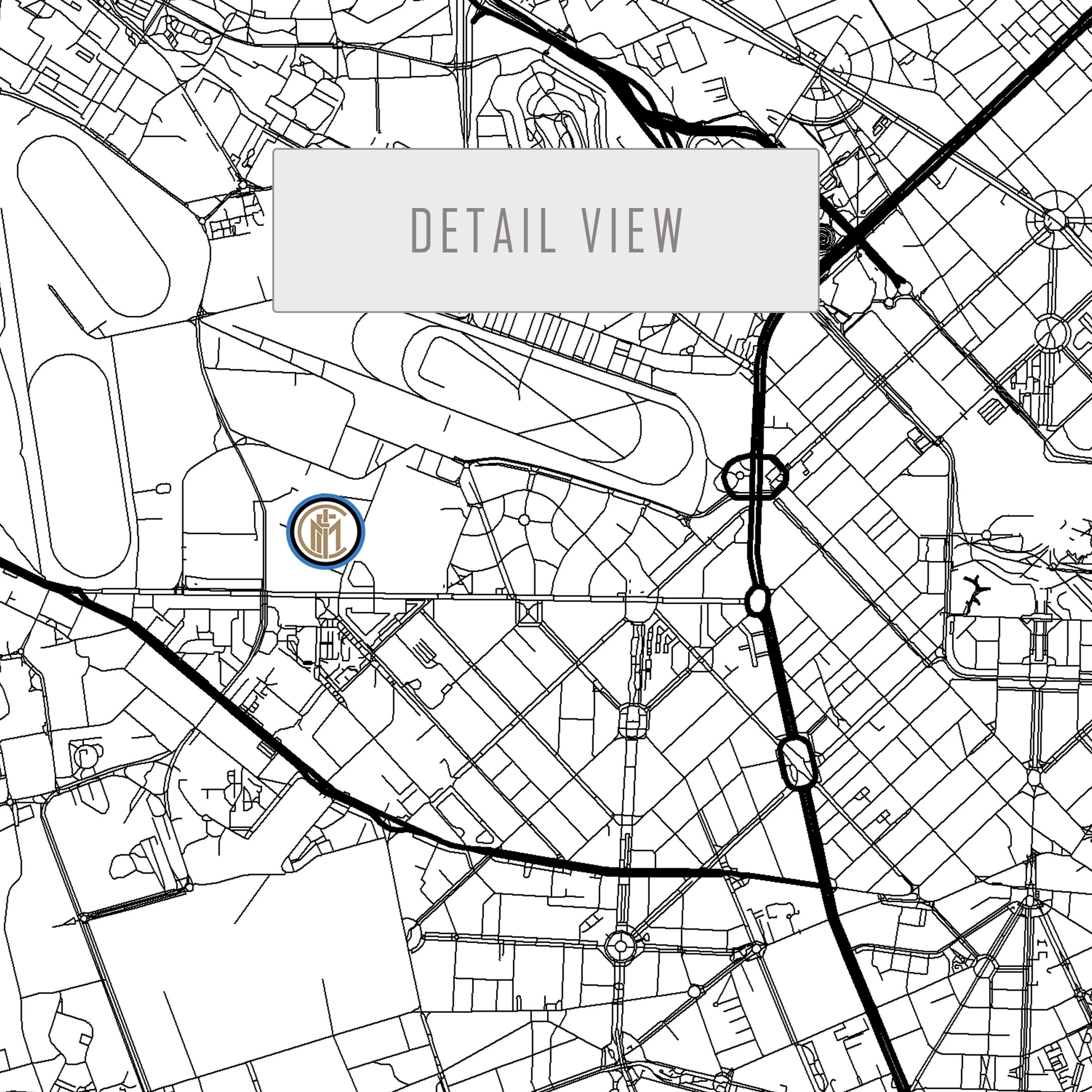 City map of MILANO Inter Stadion San Siro Stadium Home | Etsy