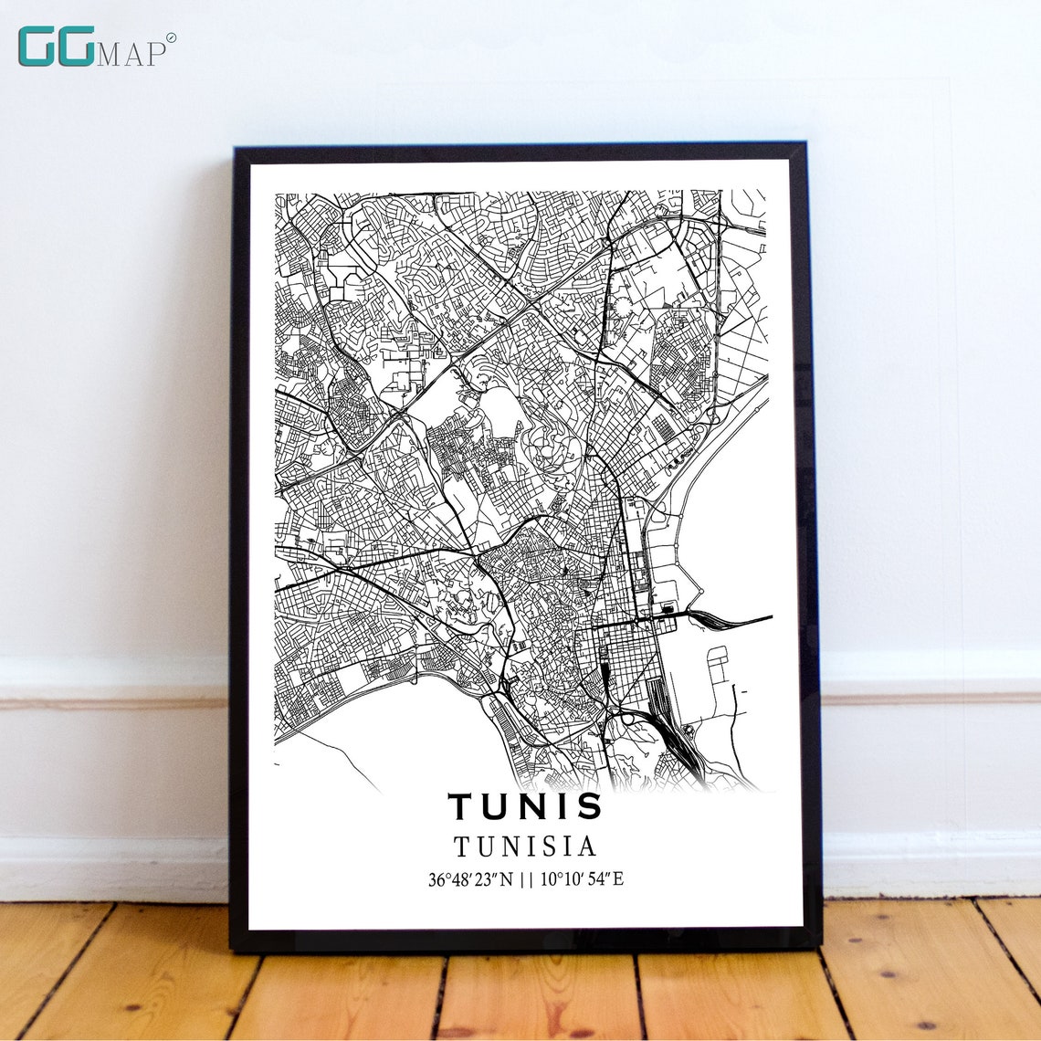 City Map of TUNIS Home Decor Wall Decor Office Map Travel Map Print Map ...