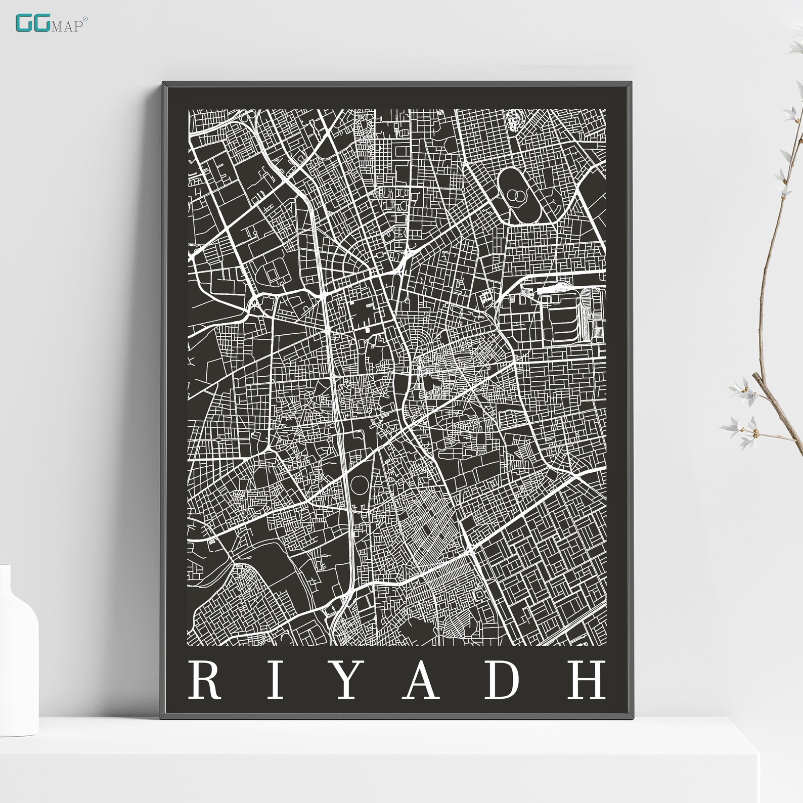 City Map of RIYADH Home Decor wall Decor office Map travel Map print ...