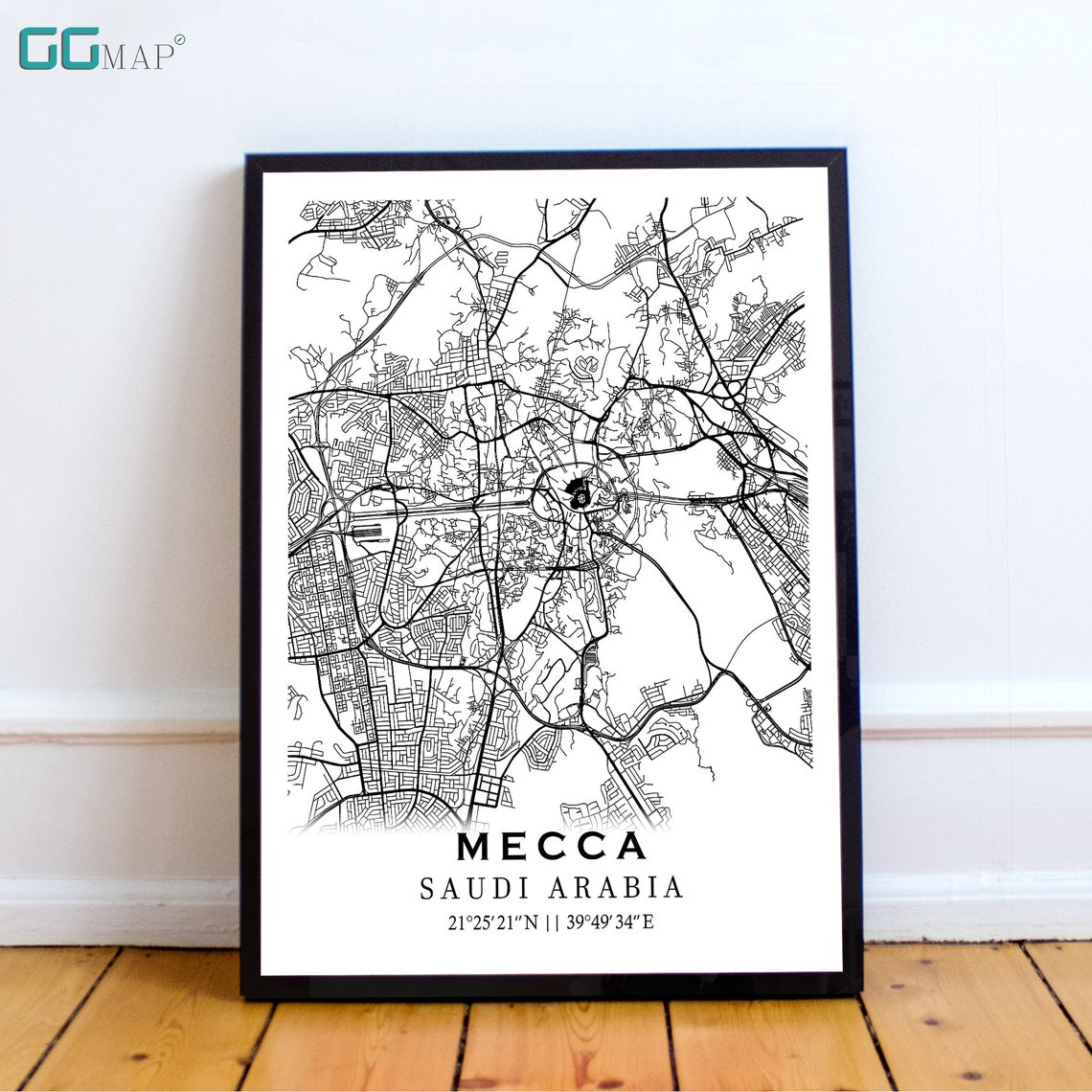 City Map of MECCA Mecca Classic Map Home Decor Travel - Etsy