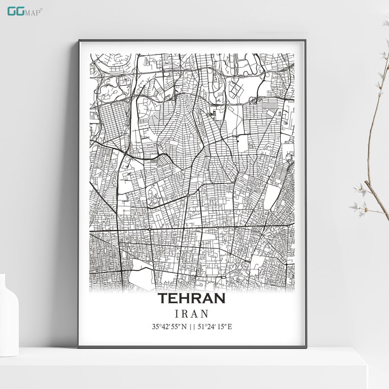 City Map of TEHRAN Home Decor Wall Decor Office Map Travel Map Print ...
