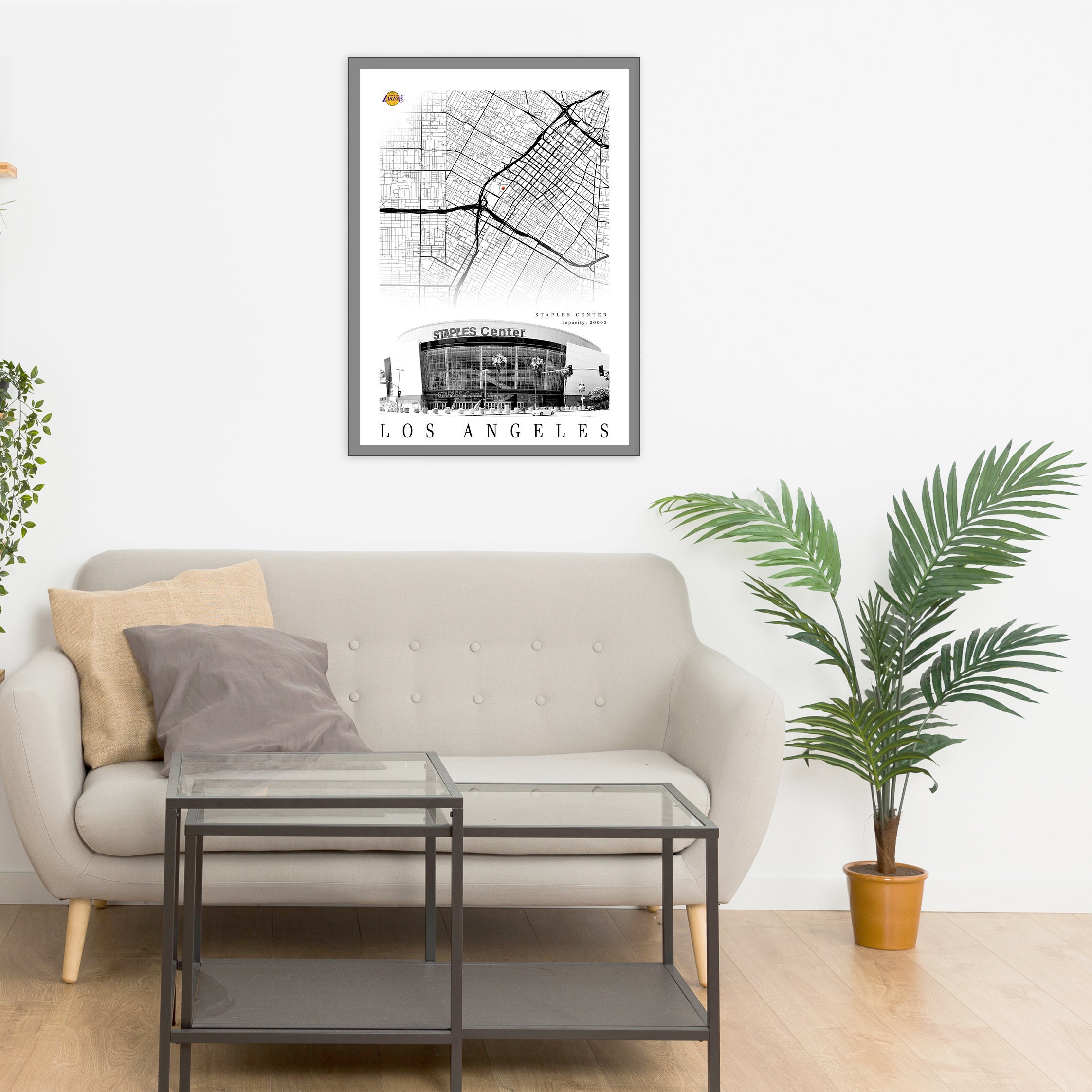City Map of LOS ANGELES Staples Center Home Decor Los Angeles Staples ...