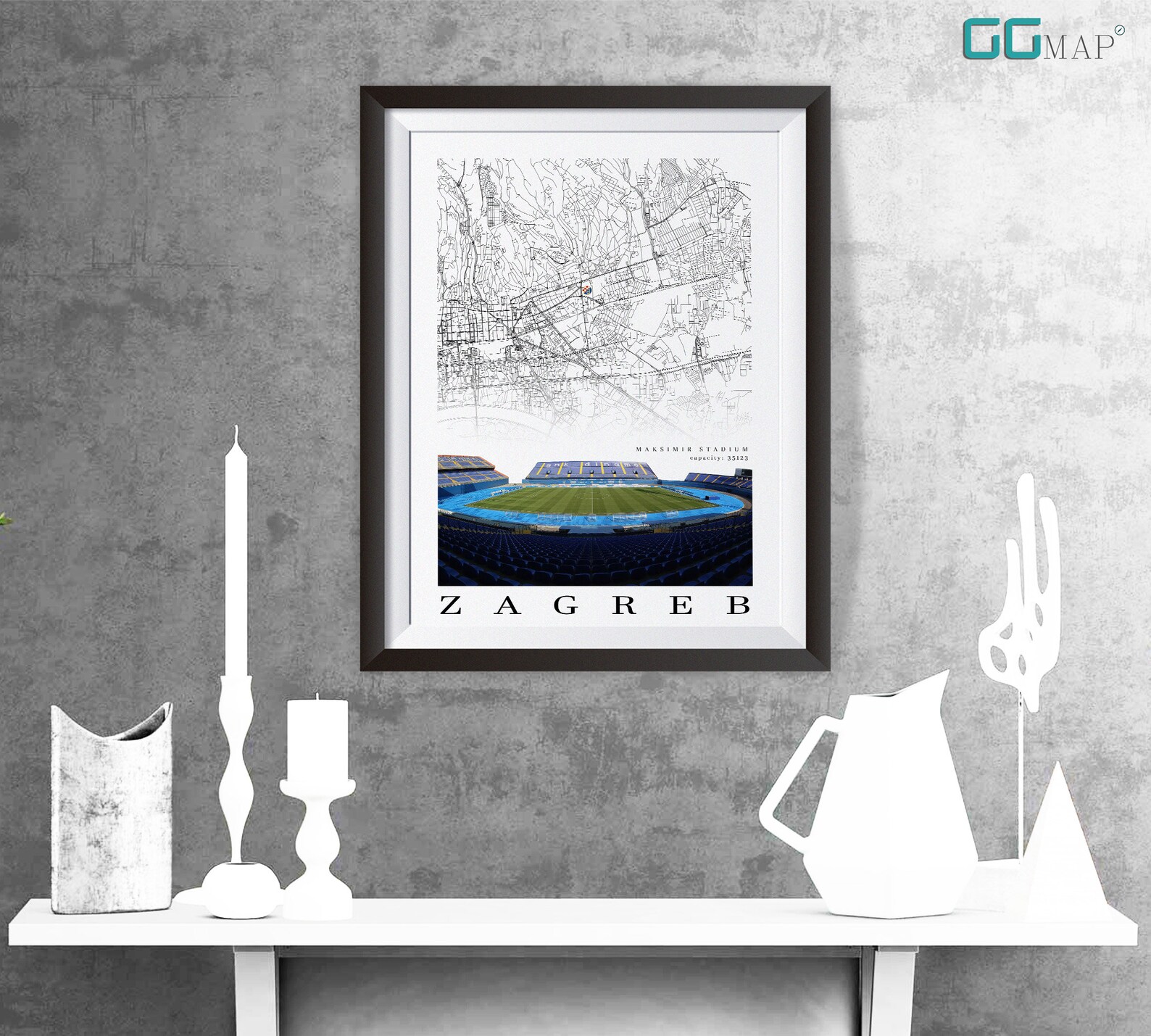 City Map of ZAGREB Stadium Maksimir Home Decor Stadium - Etsy