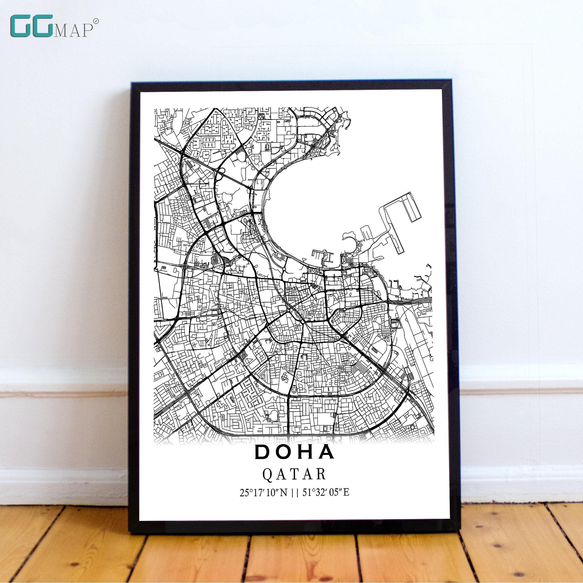 City Map of DOHA Home Decor Wall Decor Office Map Travel Map Print Map ...