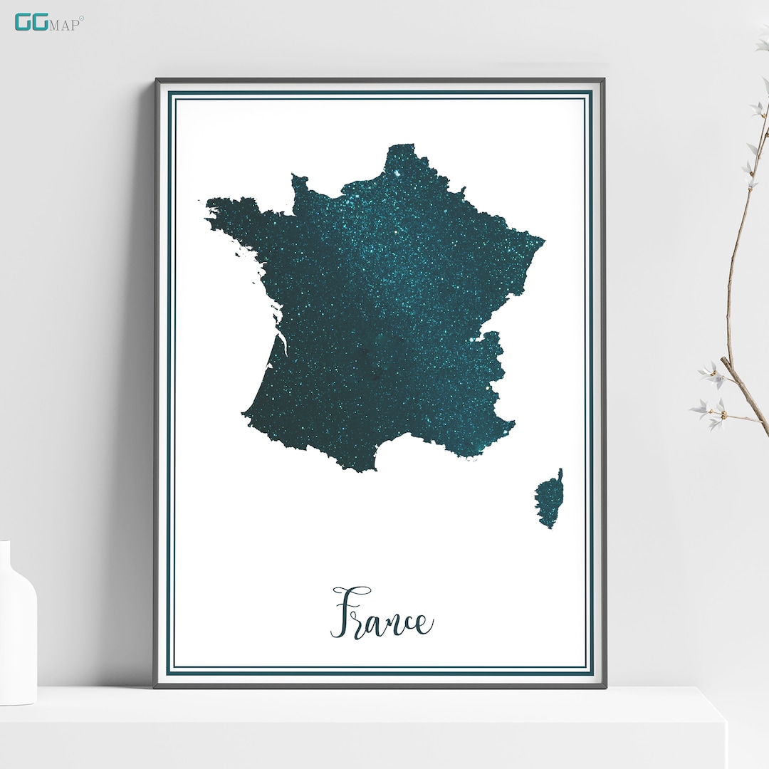 FRANCE Map France Stars Map Travel Poster Home Decor Wall Decor Office ...