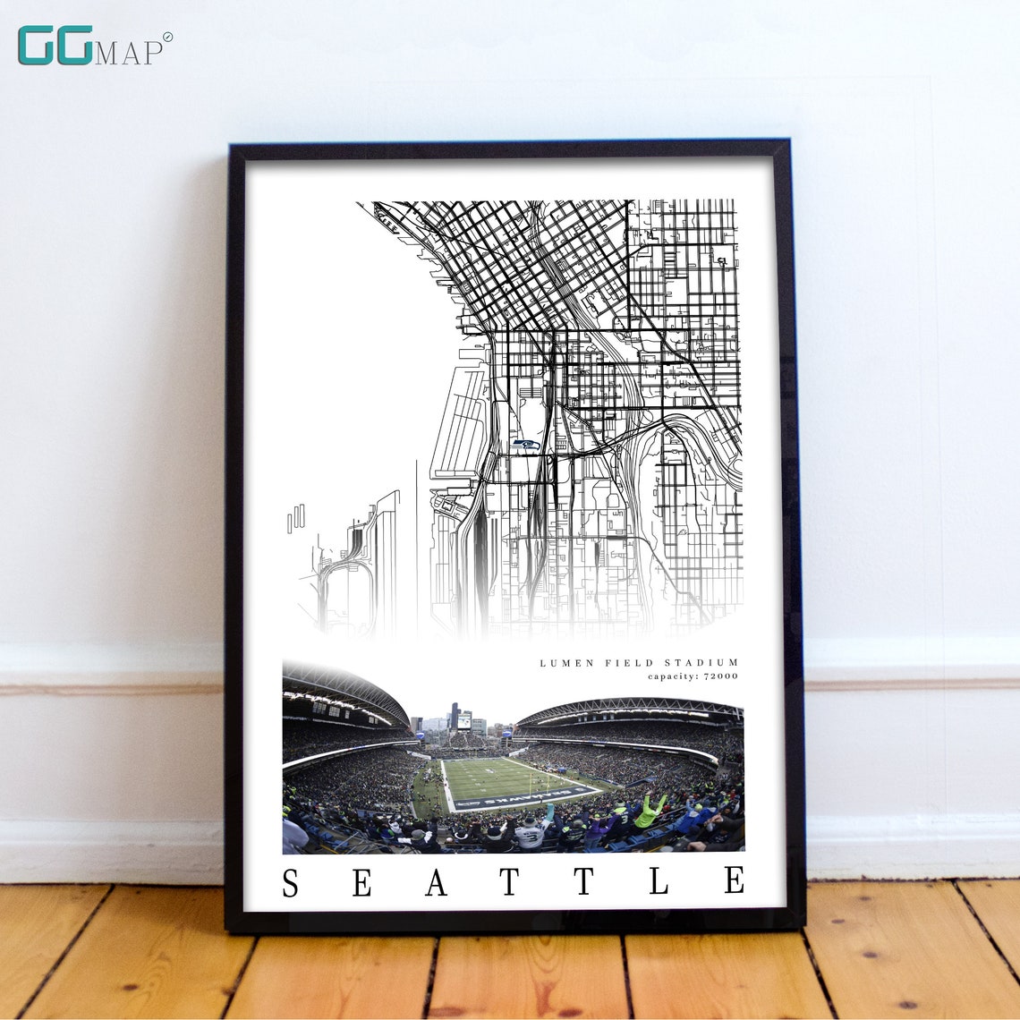 City Map of SEATTLE Lumen Field Stadium Seattle Seahawks - Etsy